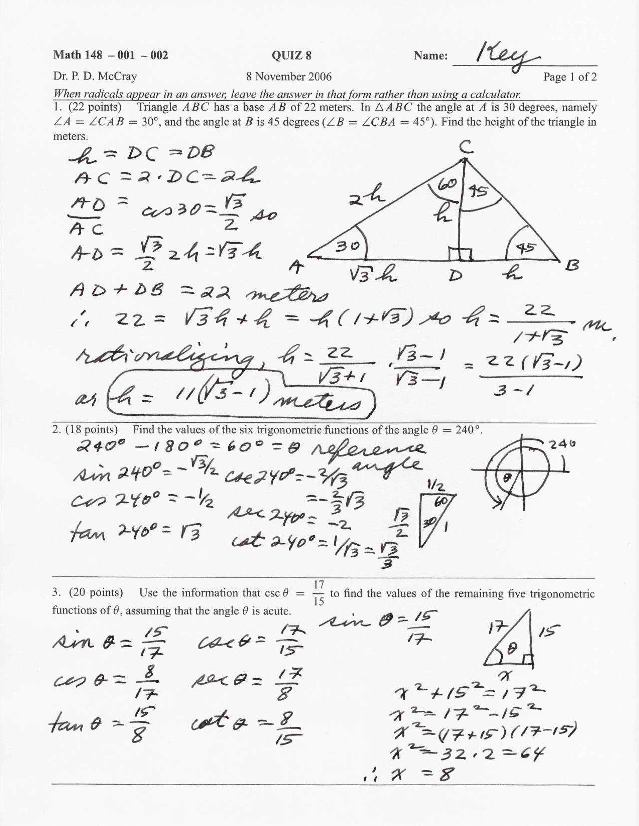 Calculus And Precalculus I Quiz 8 Answers Math 148 Quizzes Pre