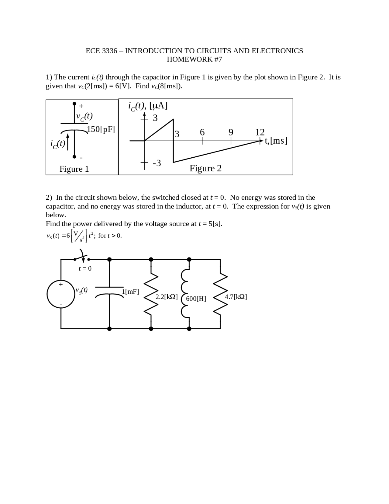 12 Assignment Problems Introduction To Circuits And Electronics Ece