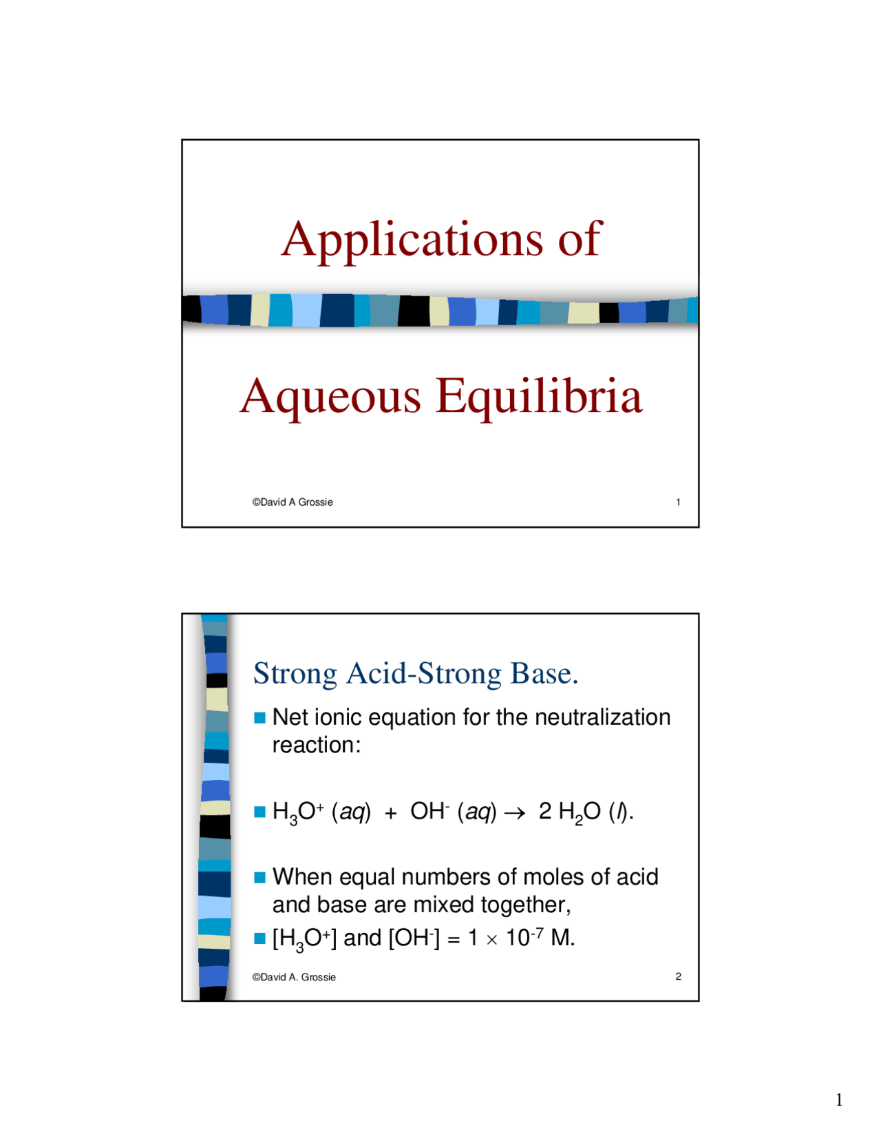 Applications Of Aqueous Equilibrium Lecture Slides Chm 123 Docsity