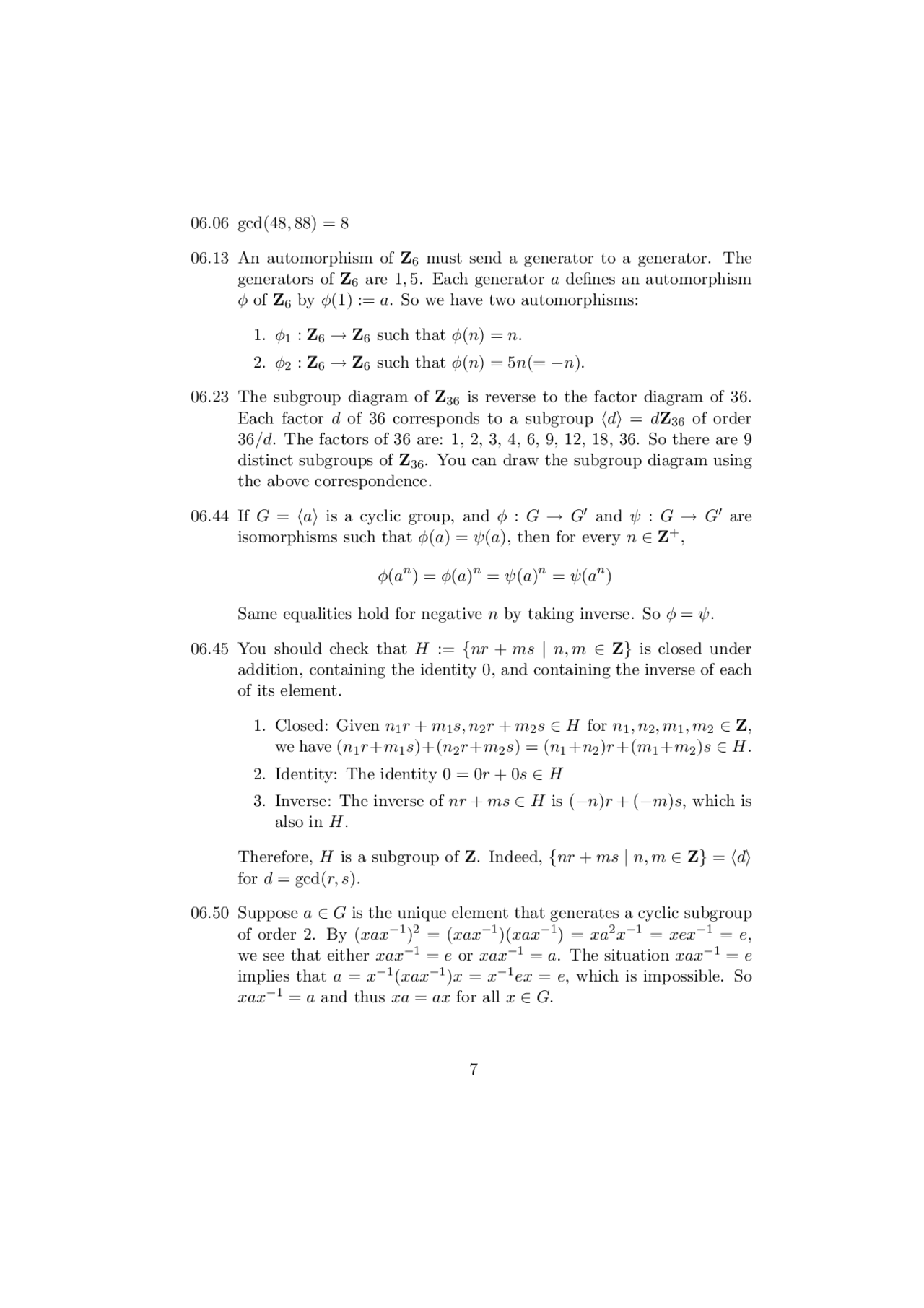 Assignment Six Questions Introduction To Abstract Algebra I Math 5310 Docsity