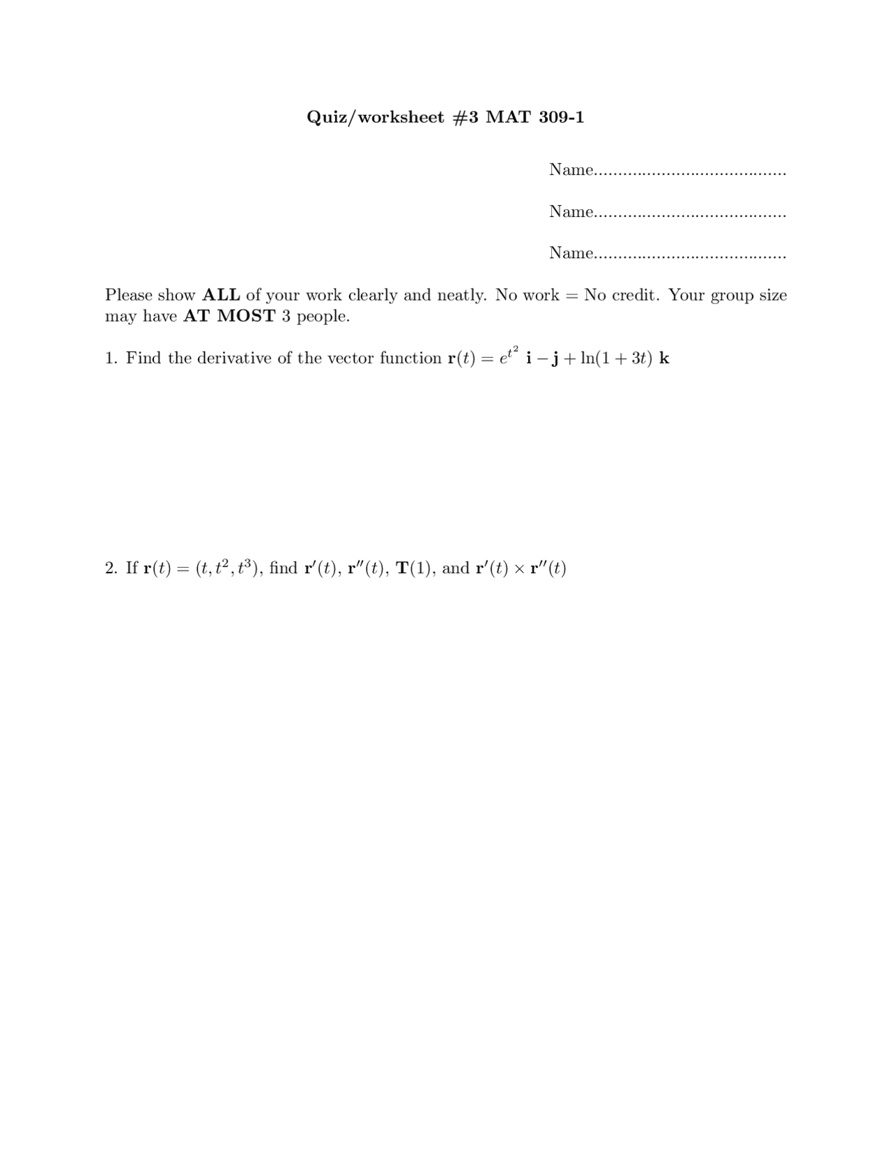 Worksheet 3 6 Problems On Calculus And Analytic Geometry Iii Mat
