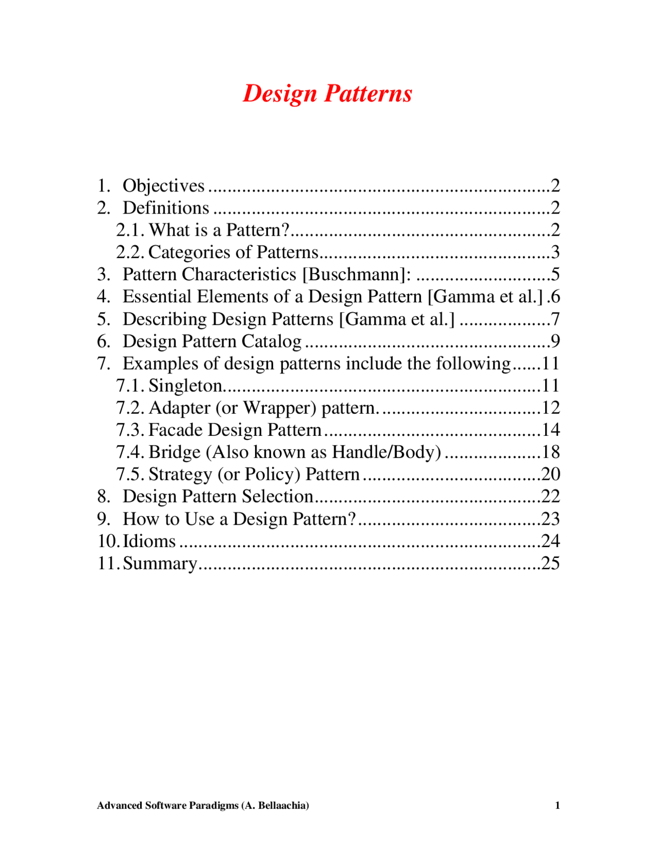 Notes On Design Patterns Advanced Software Paradigms Csci 210 Docsity