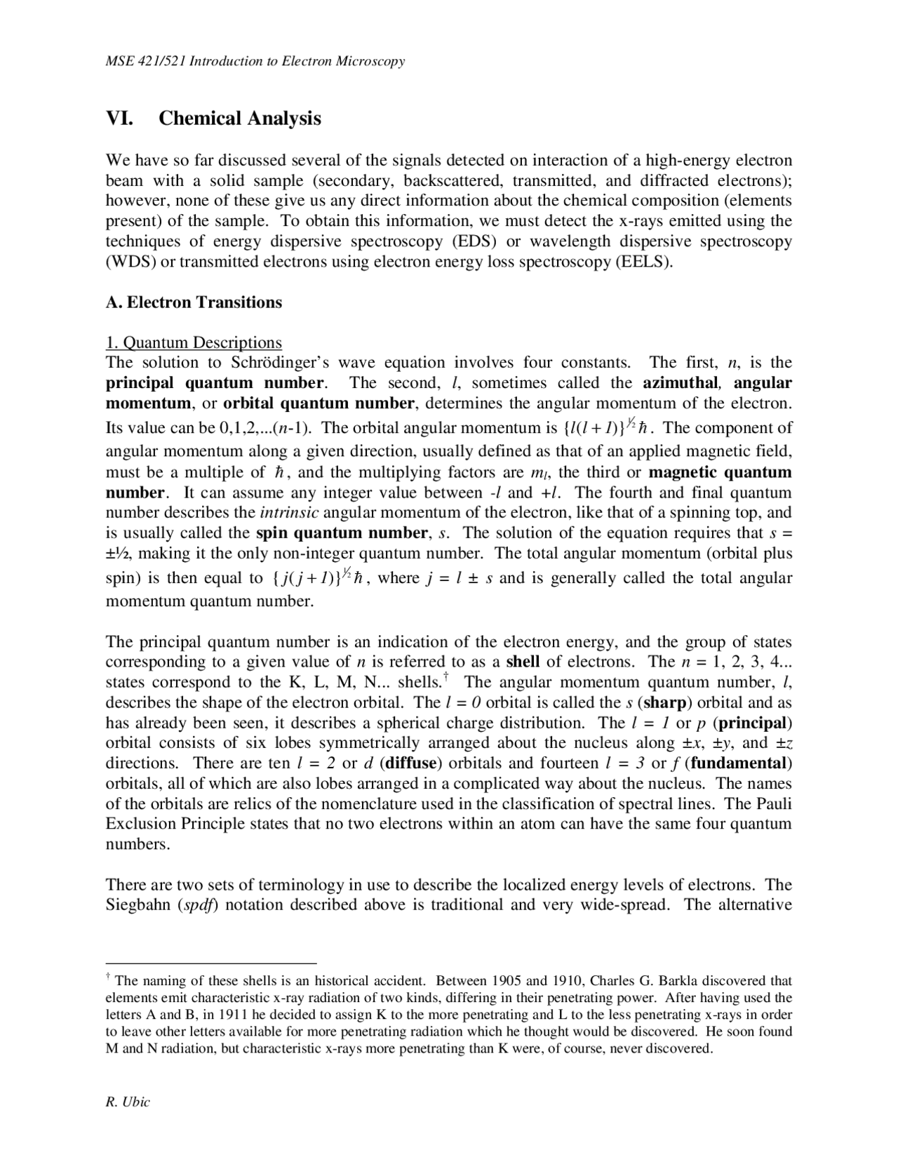 Chemical Analysis Introduction To Electron Microscopy Mse 421 Docsity