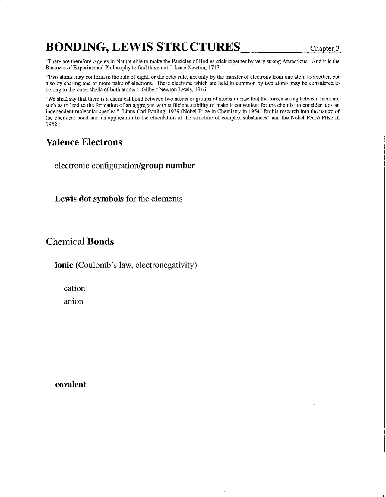Bonding Lewis Structures Lecture Notes Chem 112 Docsity