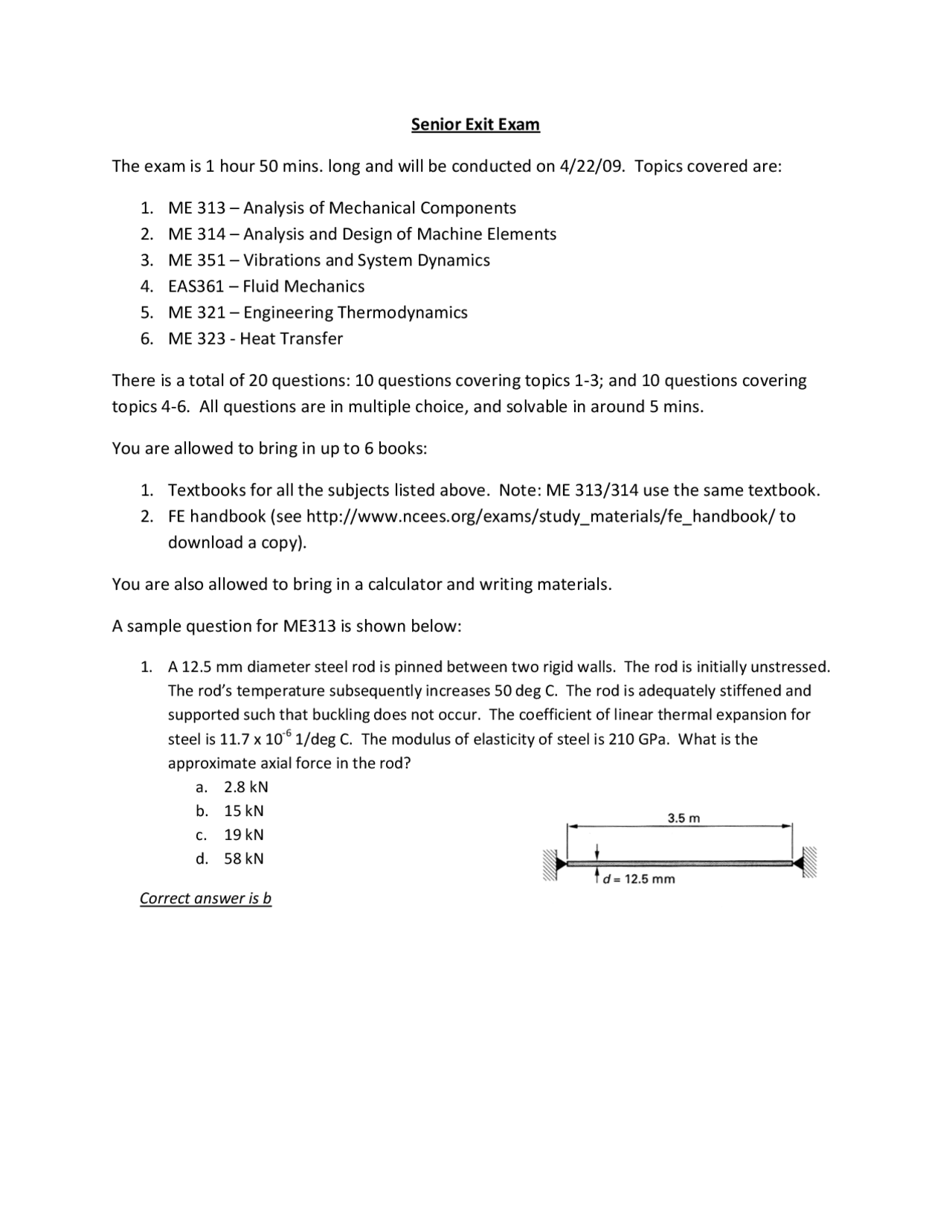 Exam Review Sheet - Detail Design Project | ME 493 - Docsity