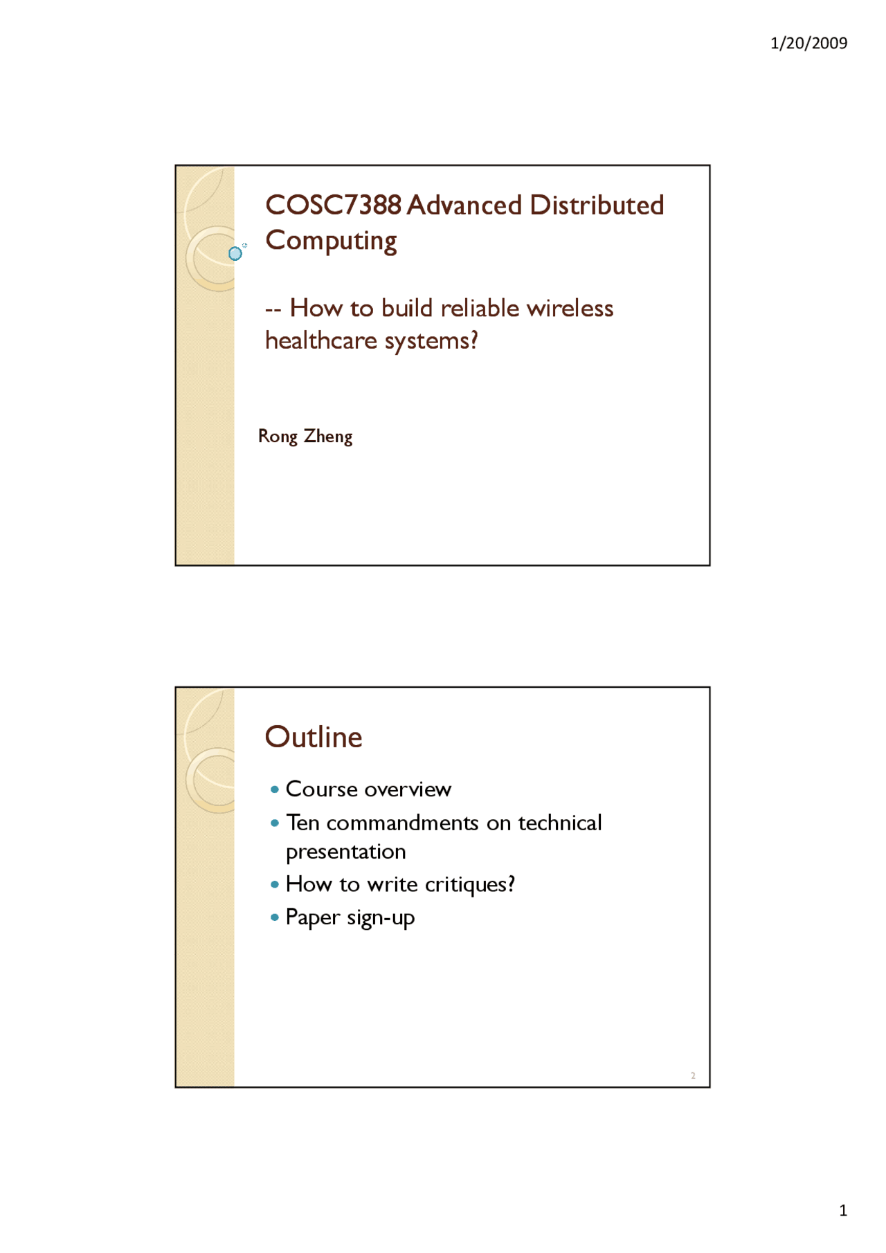 How To Build Reliable Wireless Healthcare Systems Lecture Slides