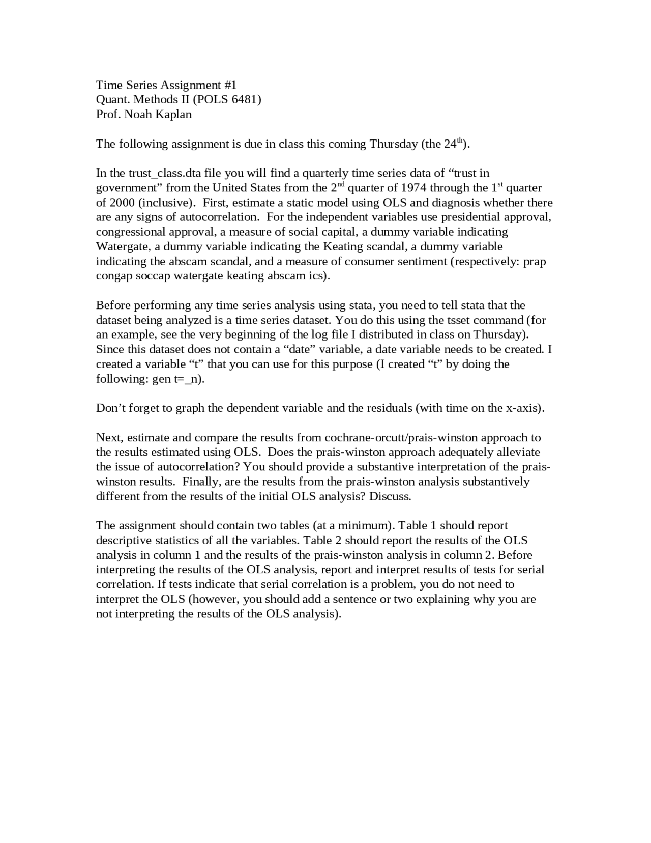 Time Series Assignment 1 Research Design And Quantitative Methods
