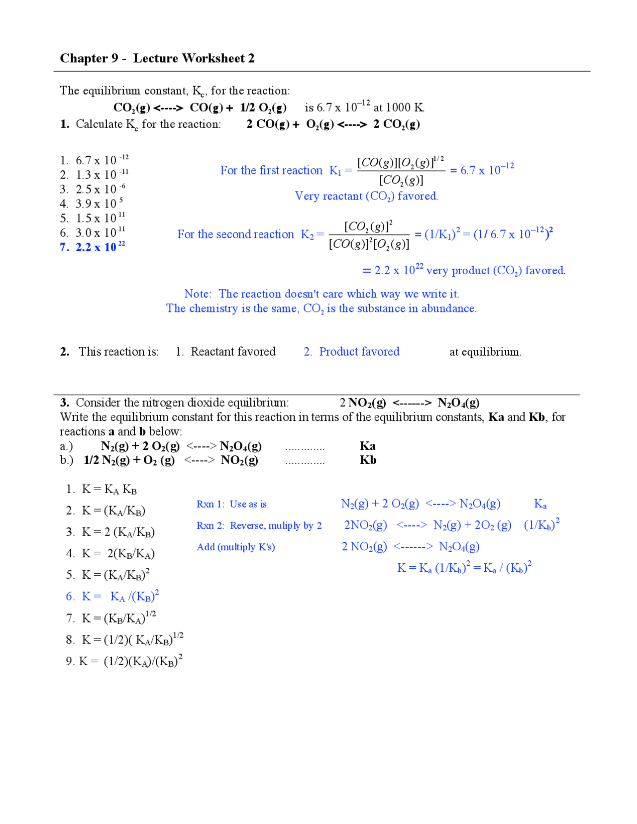 Worksheet 2 With Answer Key General Chemistry Chem 122 Docsity