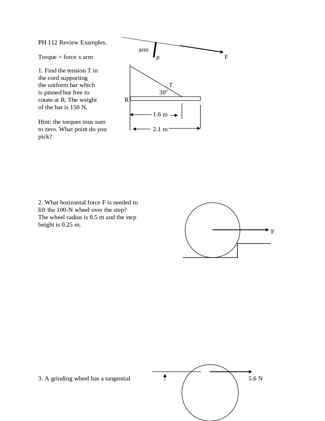 Review Examples For Physics Ii Ph 112 Docsity