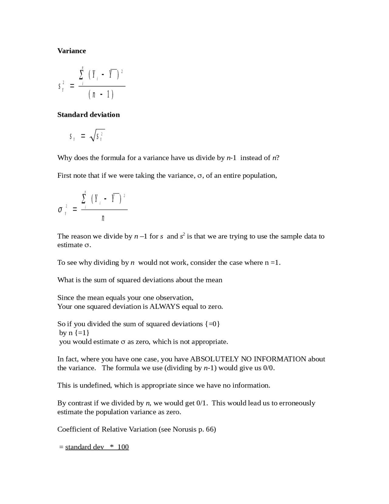 Lecture Notes On Variance Standard Deviation Soc 881 Docsity