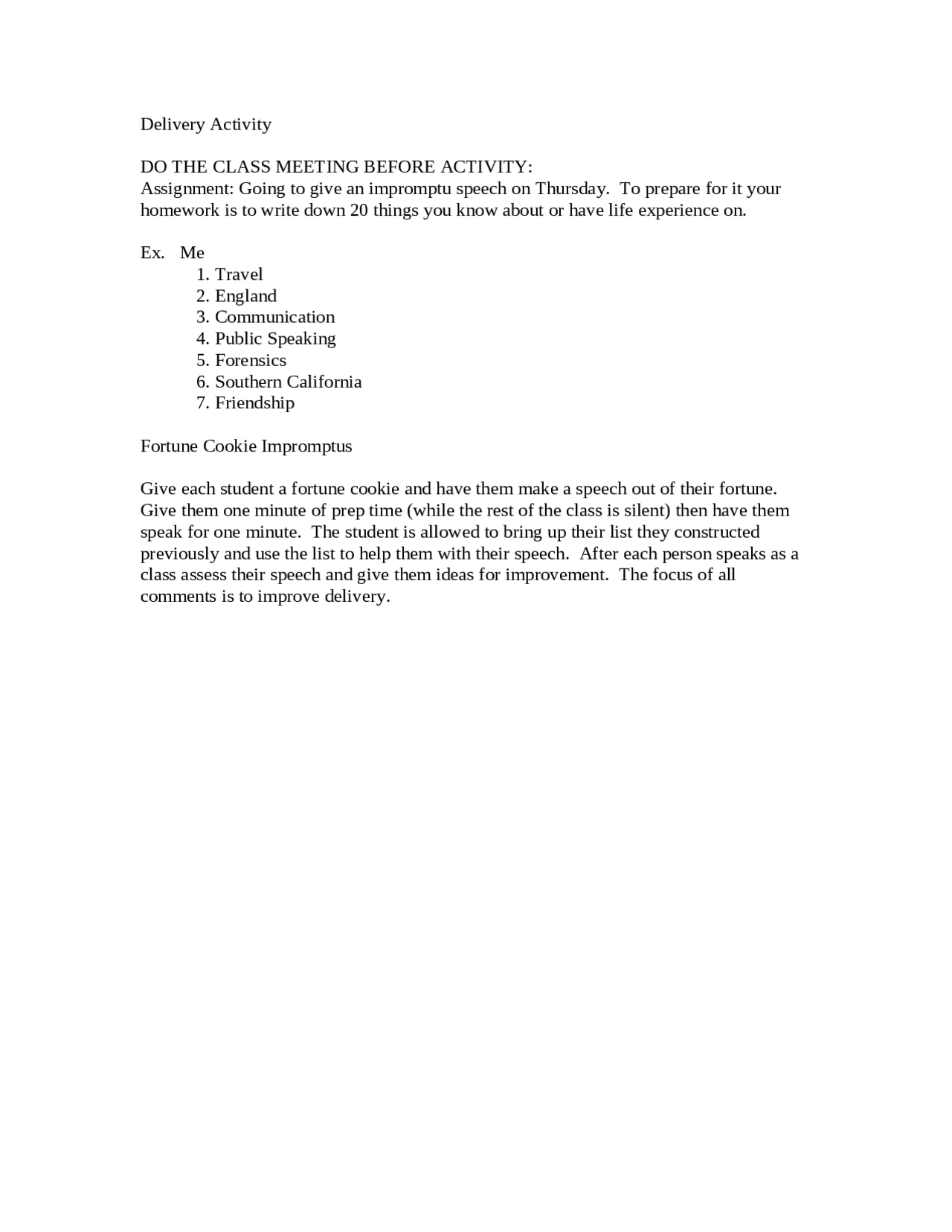Delivery Activity And Fortune Cookie Assignment Hcom 100 Docsity