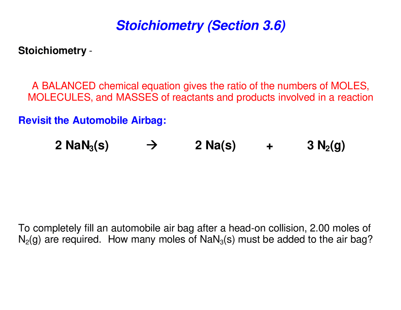 Stoichiometry General Chemistry Lecture Notes Chm 115 Docsity
