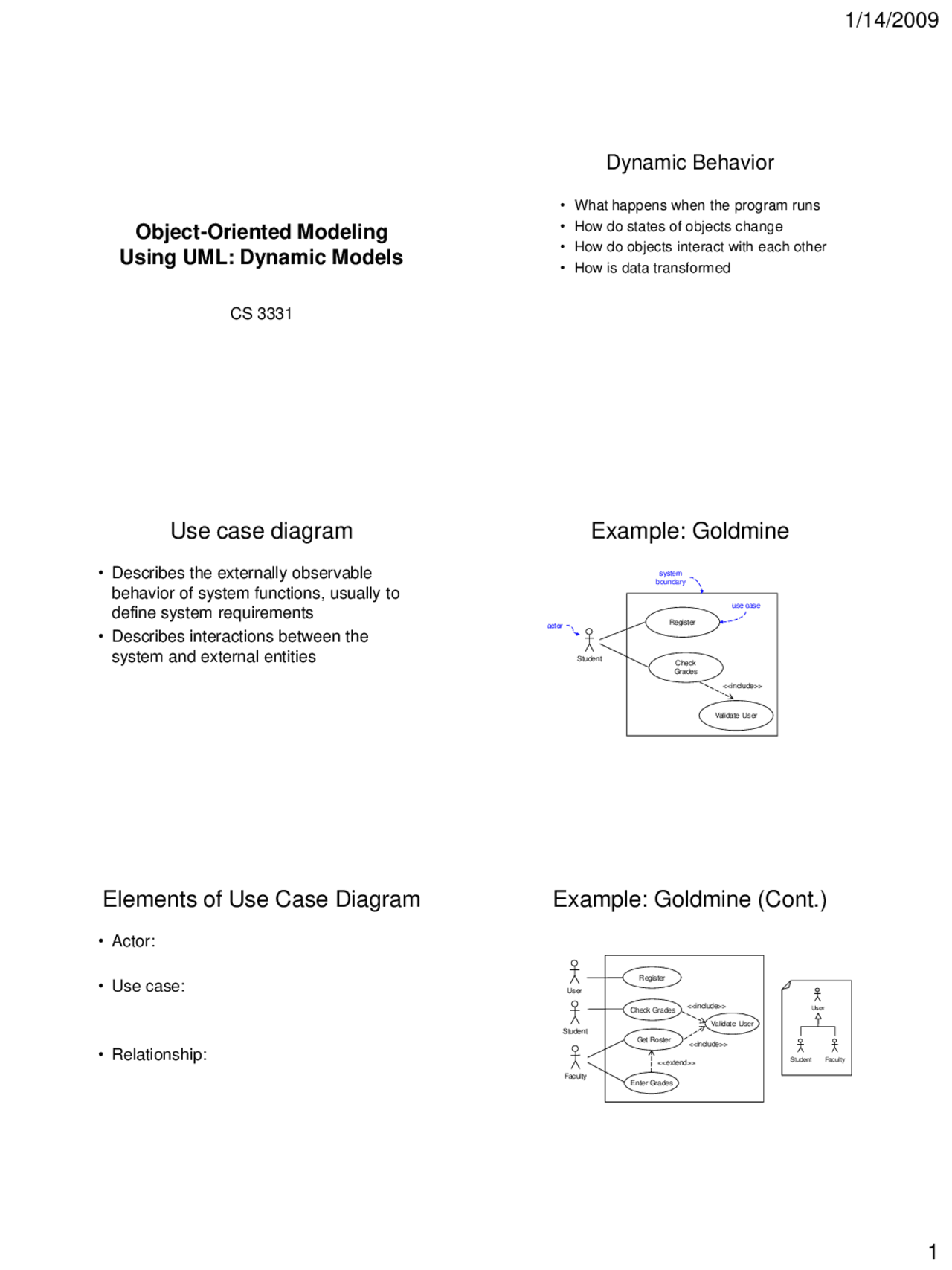 Object Oriented Modeling Dynamic Behavior Use Cases Sequences And