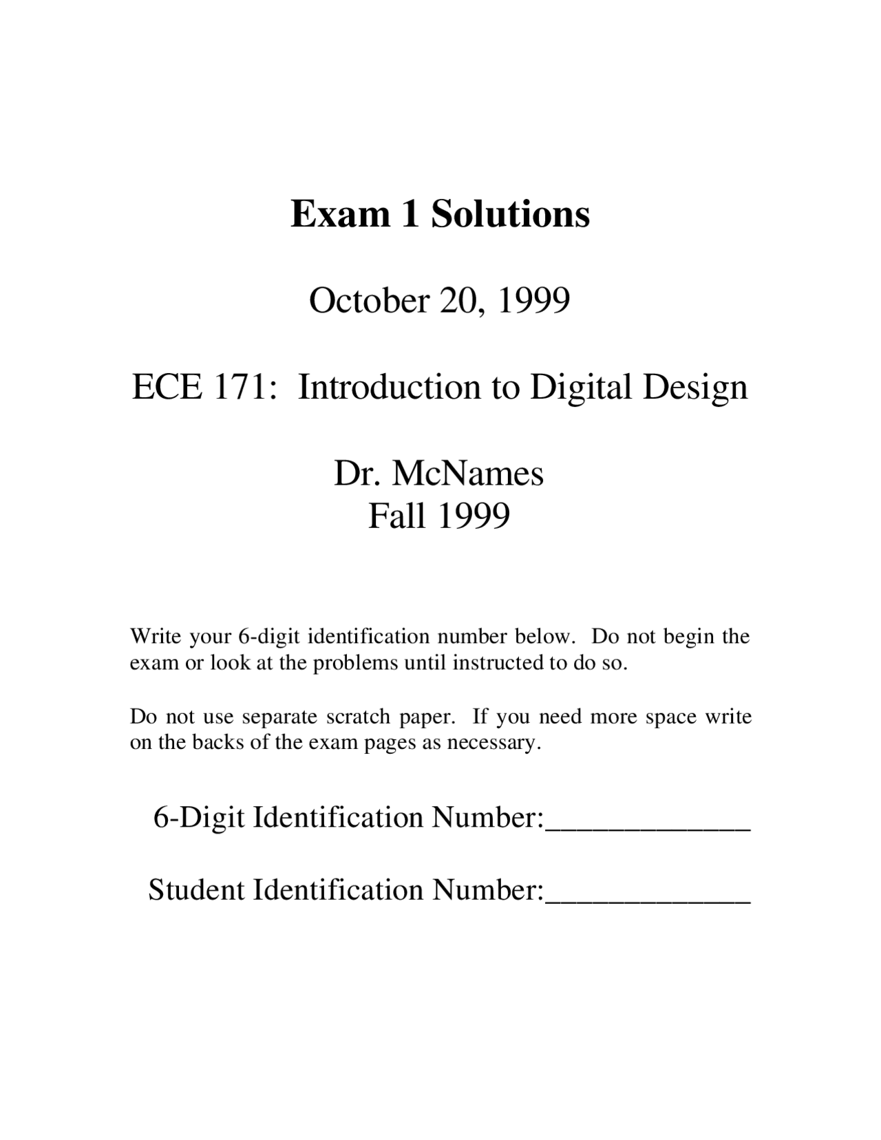 5 Solved Problems On Logic Symbol And Resistor Circuit Exam 1 Ece 171 Docsity