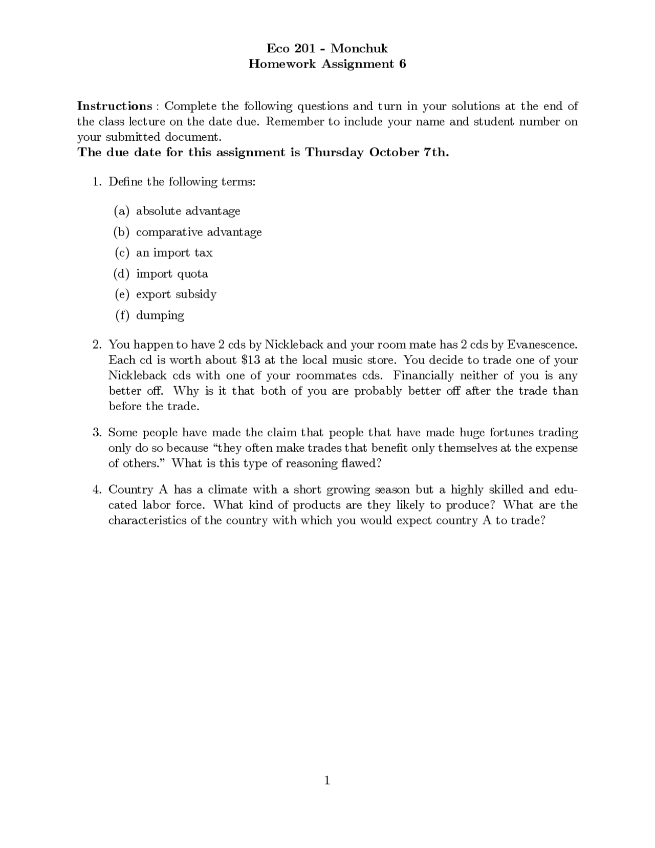 Problem Set 6 Principles Of Macroeconomics Eco 201 Docsity