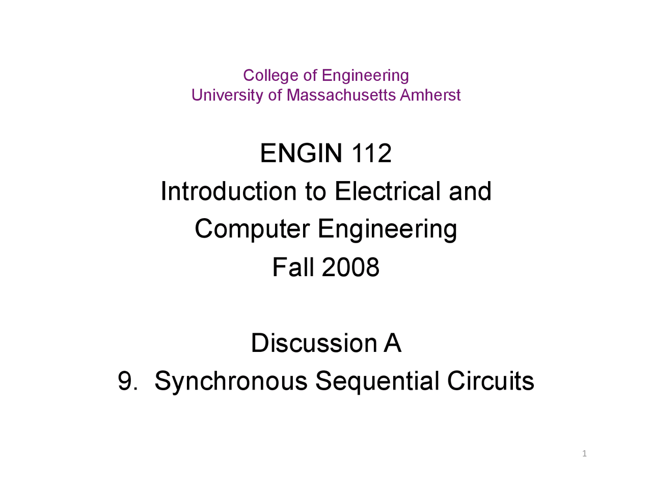 Synchronous Sequential Circuits Lecture Notes Engin 112 Docsity