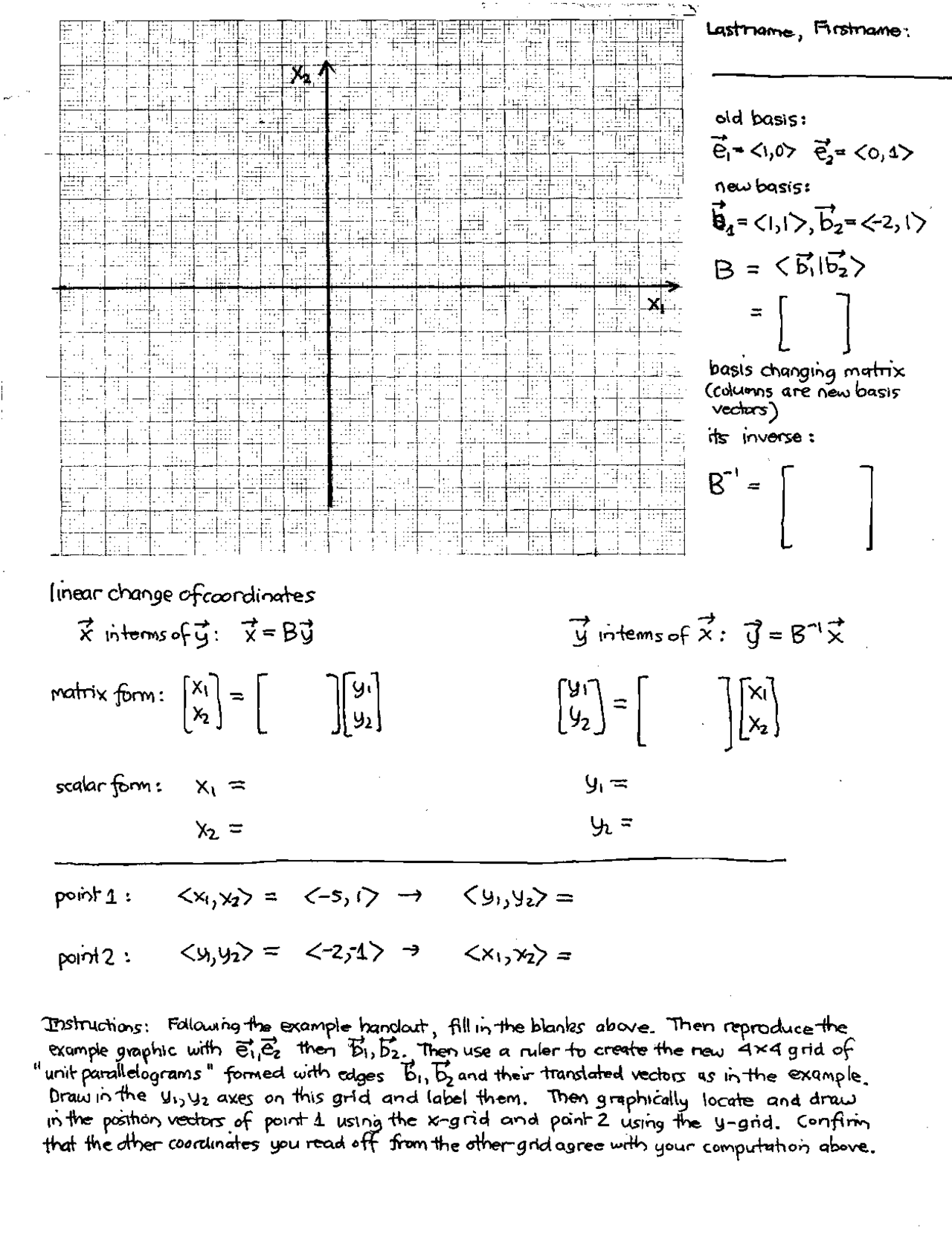 Handwritten Notes on Basis Changing Matrix | MAT 2705 - Docsity