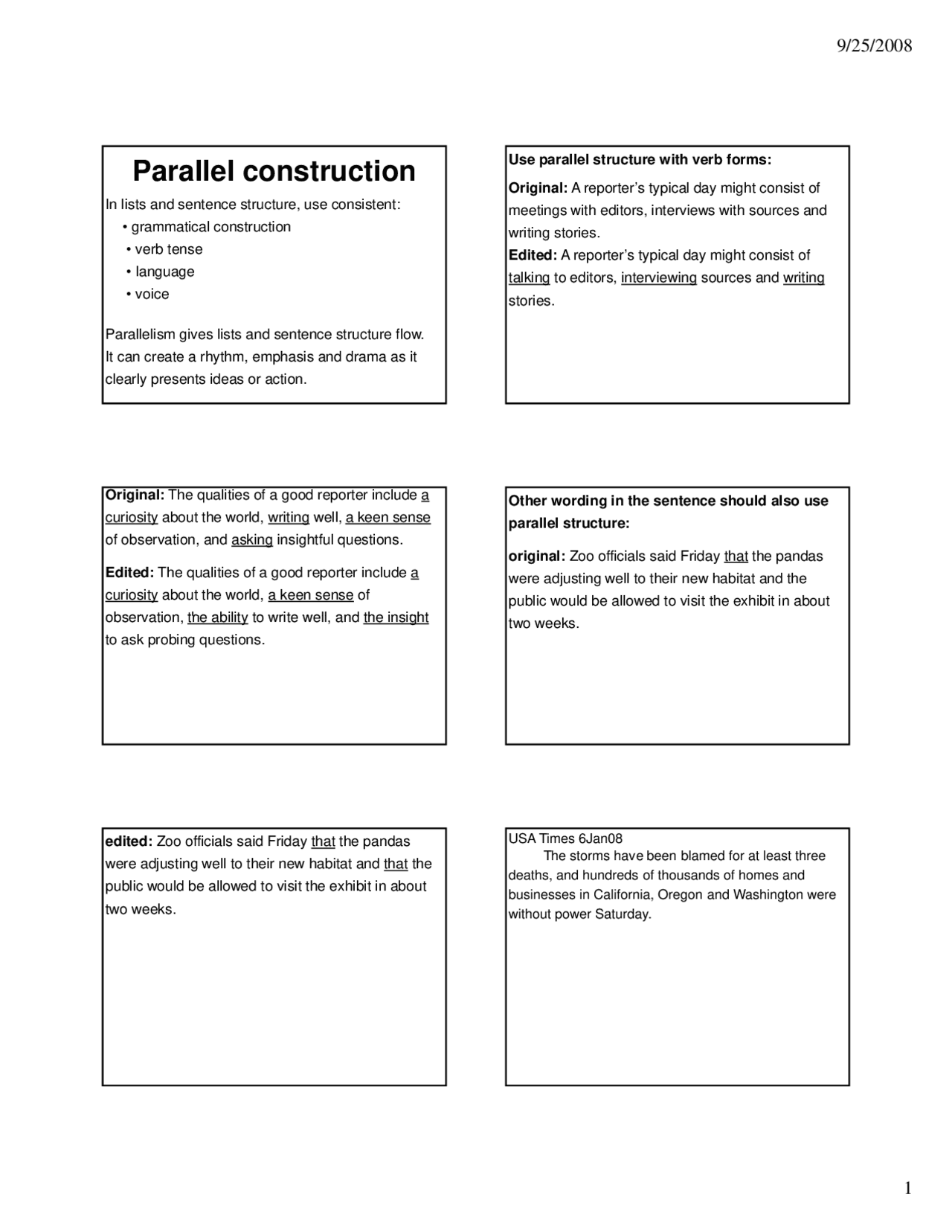 Parallel Construction - Editing and Design - Slides | COMM 332 - Docsity