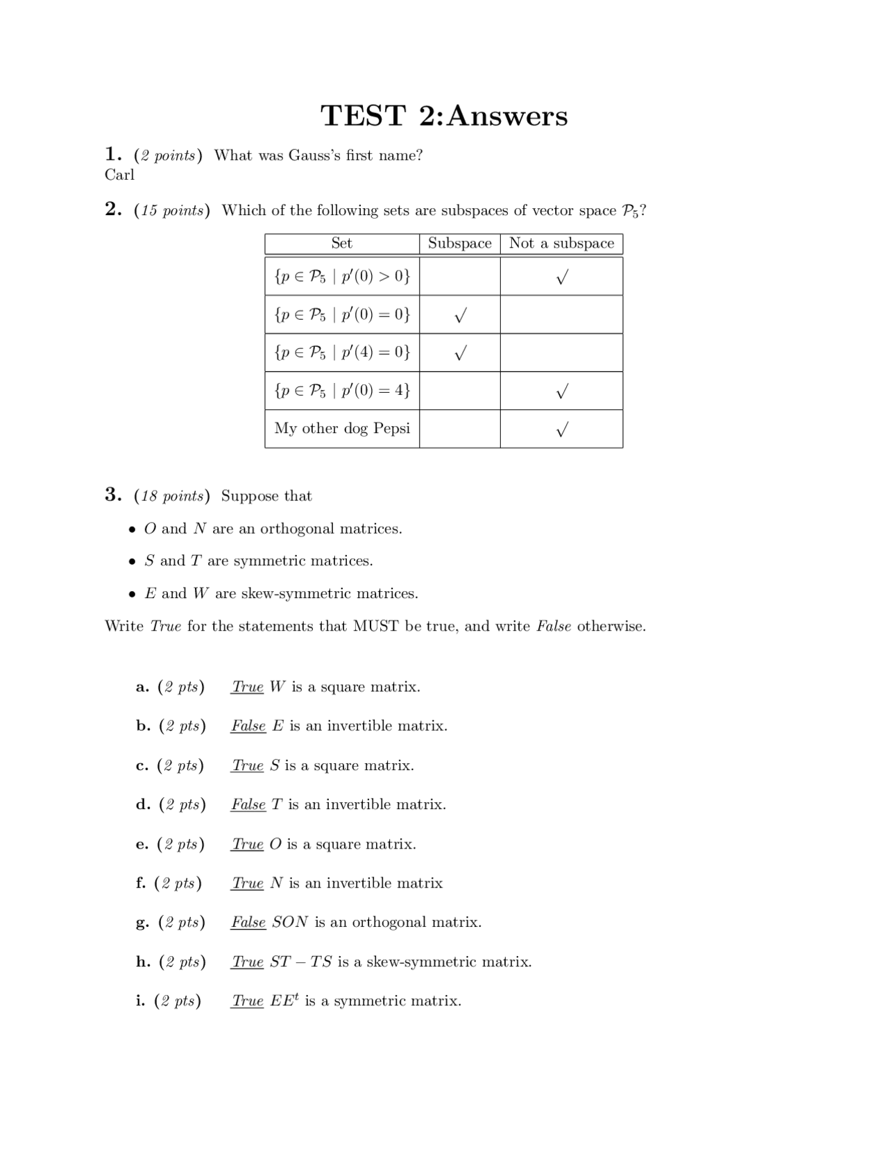 7 Solved Problems On Introduction To Linear Algebra Examination 2