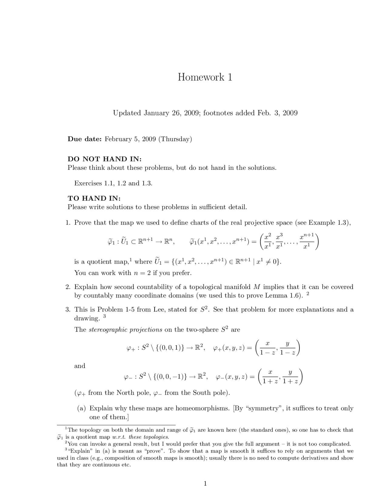 Homework 1 Unsolved Questions Geometry Of Manifolds Math 7350 Docsity