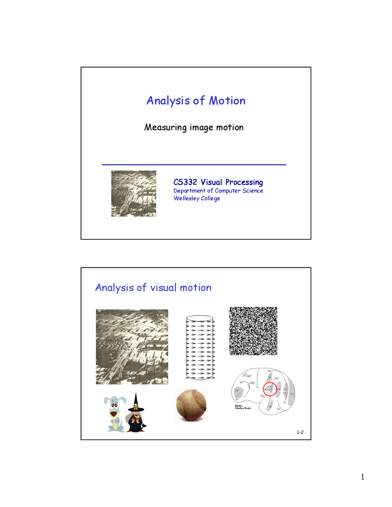 Measuring Image Motion - Lecture Notes | CS 332 - Docsity