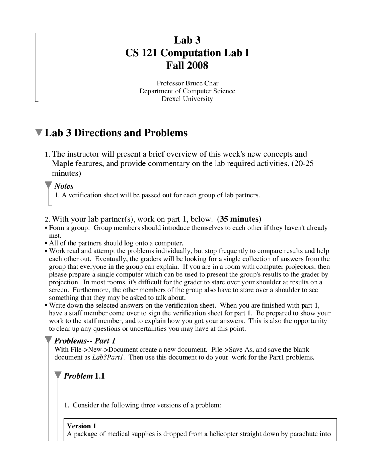 Laboratory 3 Directions And Problems Cs 122 Docsity