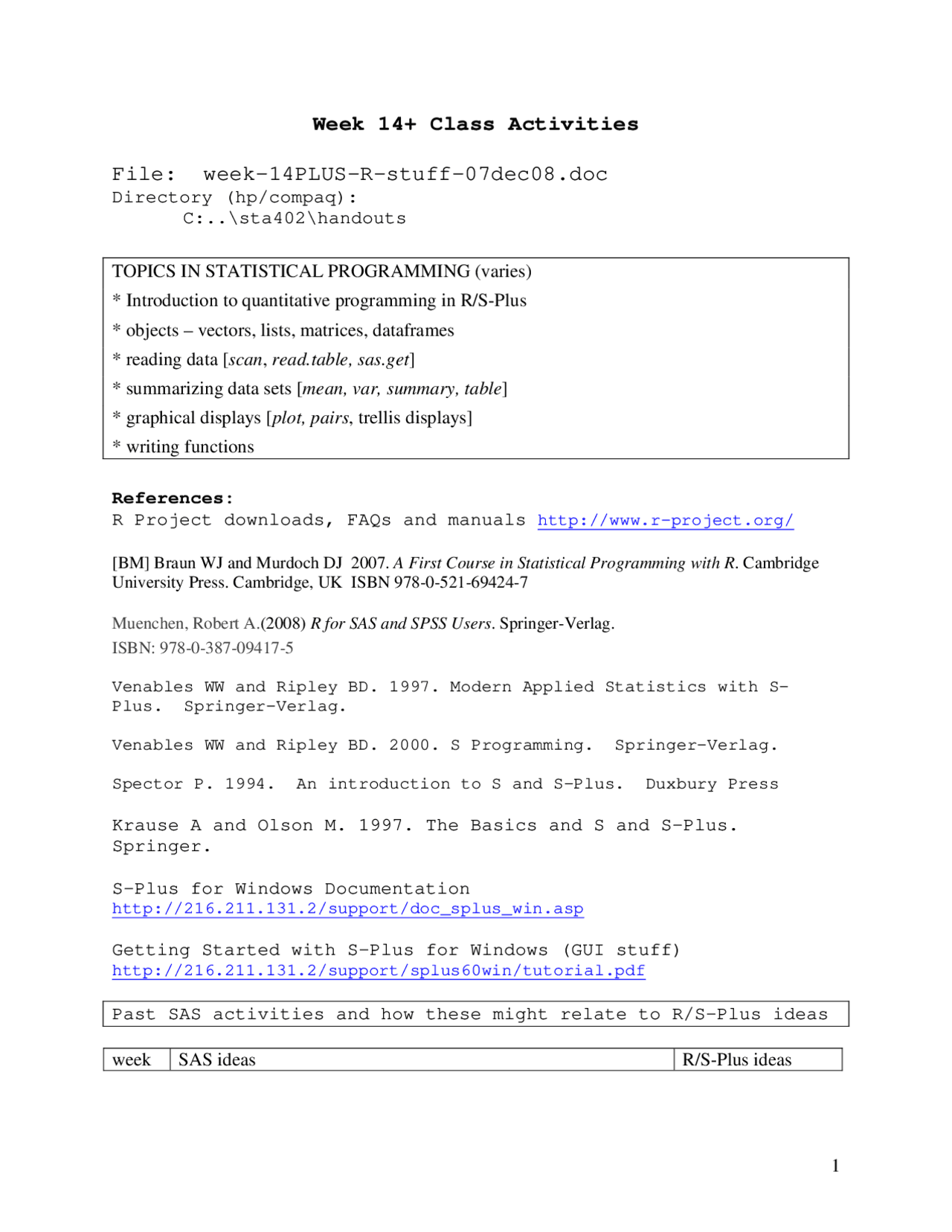 Writing Functions, Vectors, Lists, Matrices, DataFrames | STA 402 - Docsity