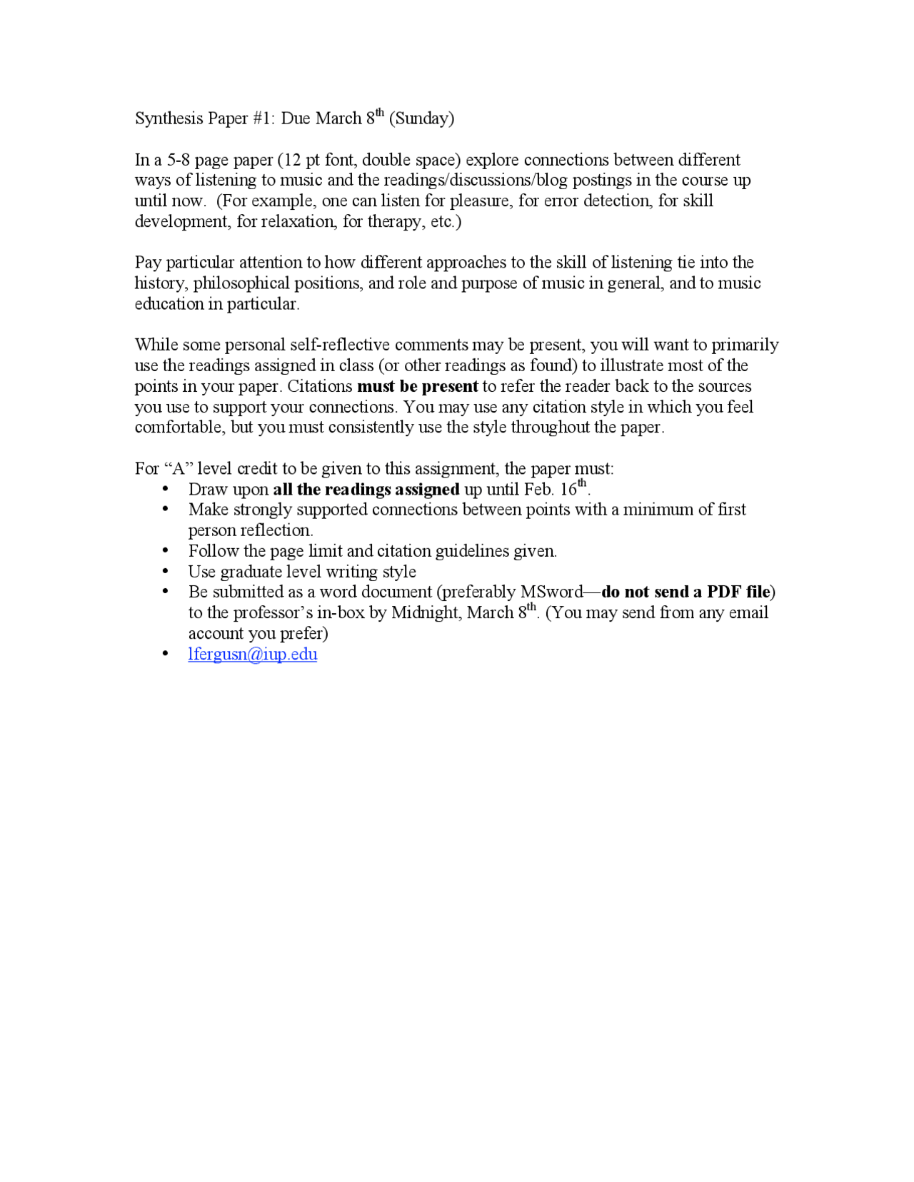 Foundations Of Music Education Synthesis Paper 1 Musc 620 Docsity