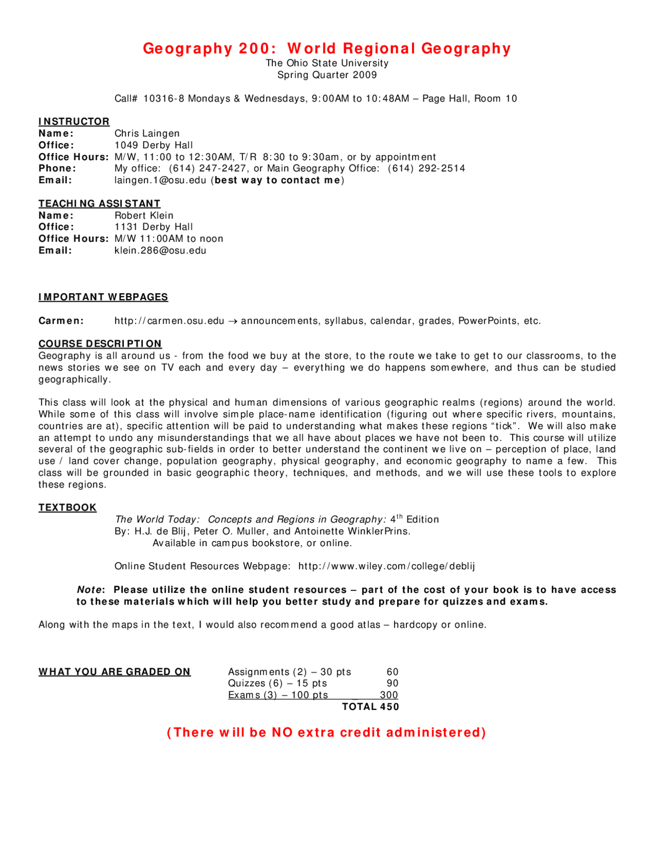 World Regional Geography Course Description Geog 200 Docsity
