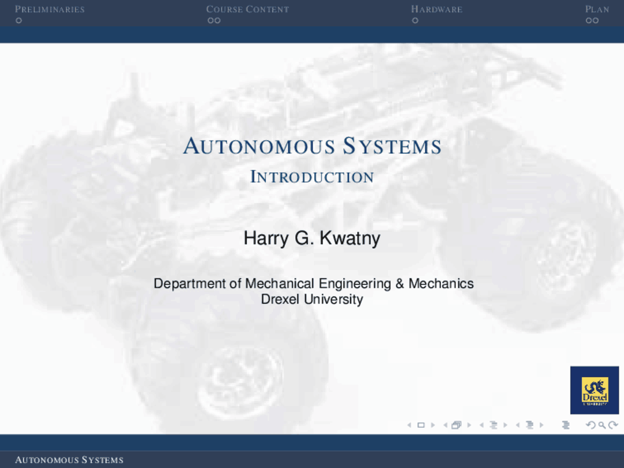 Introduction To Autonomous Systems Lecture Slides Mem 380 Docsity