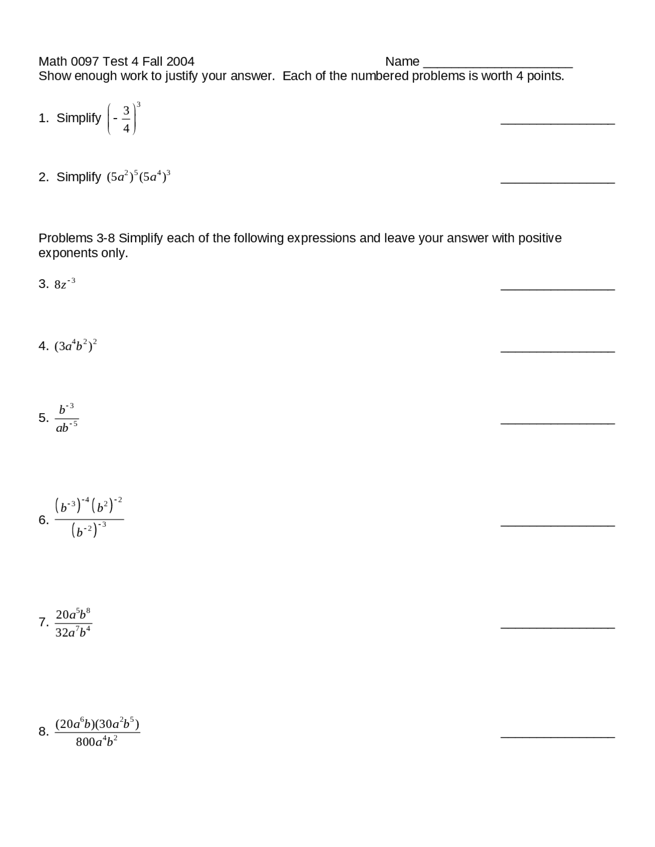 25 Problems On The Scientific Notation Examination 4 Math 0097