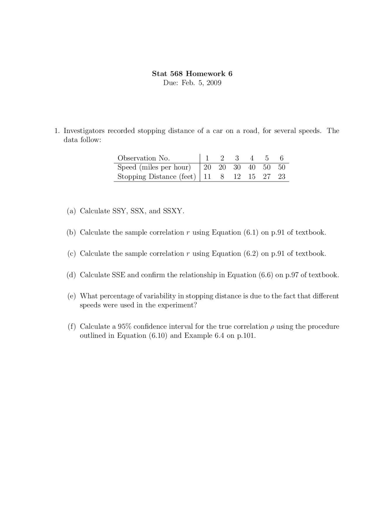 Homework 6 Regression Analysis Stat 5680 Docsity