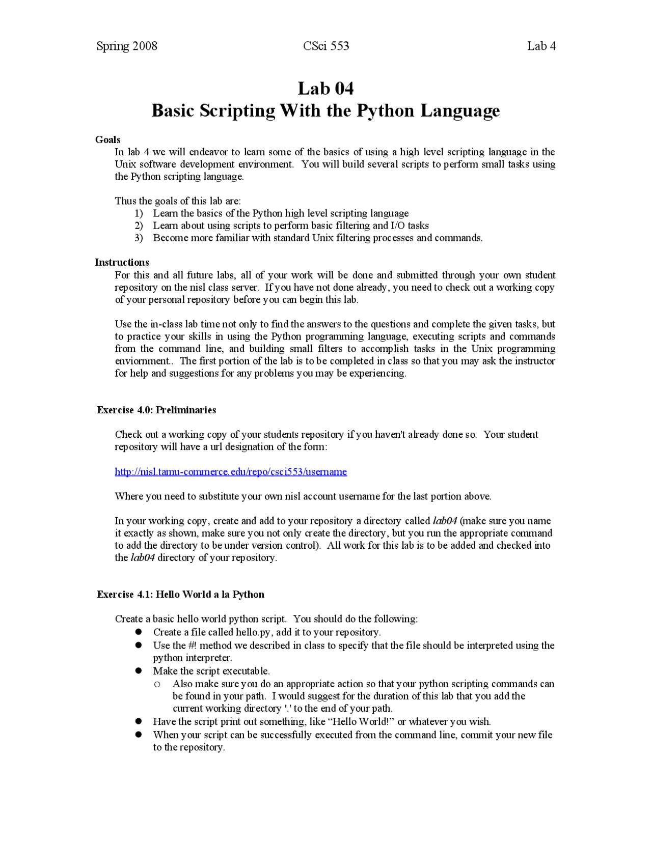 Lab 4 Basic Scripting With The Python Language Csci 553 Docsity 3180