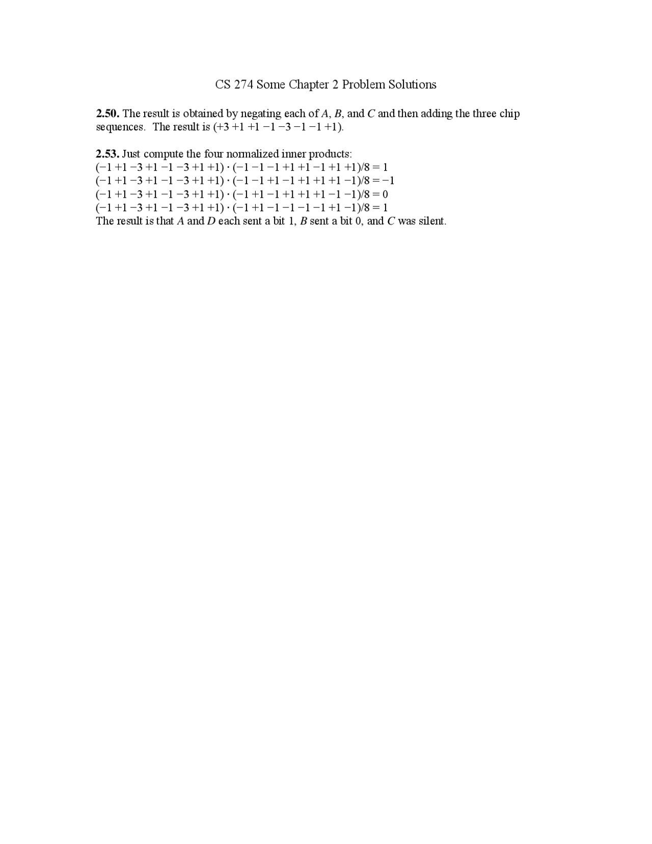 Data Communications Assignment 2 Problems Solutions Cs 274