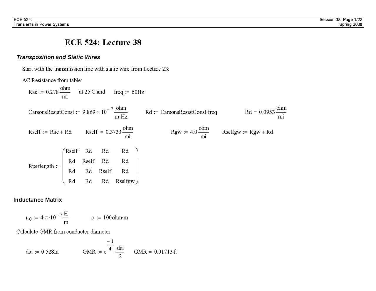 Transposition And Static Wires Lecture Slides Ece 524 Docsity