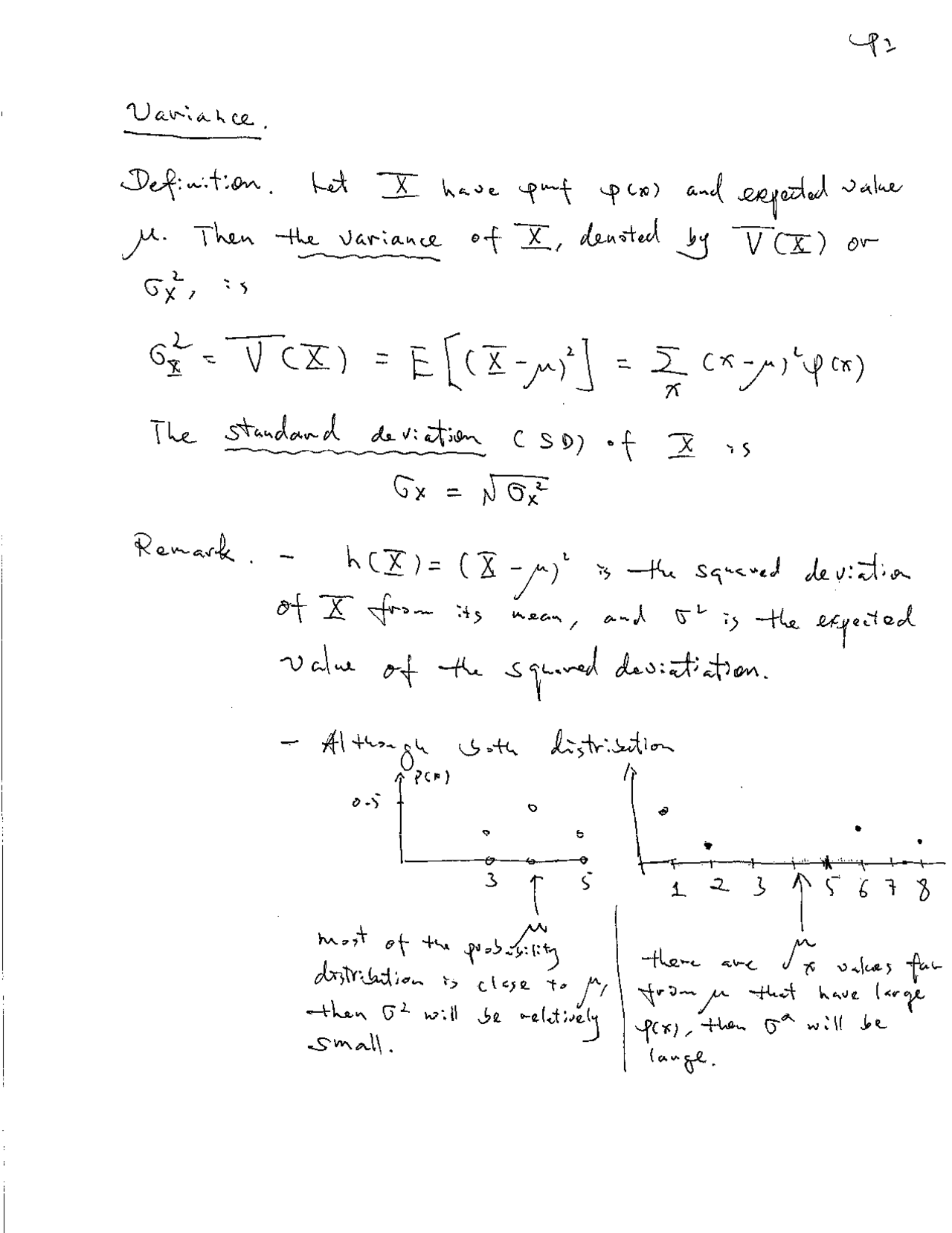 Variance and Moments - Probability - Handwritten Notes | MATH 3338 ...