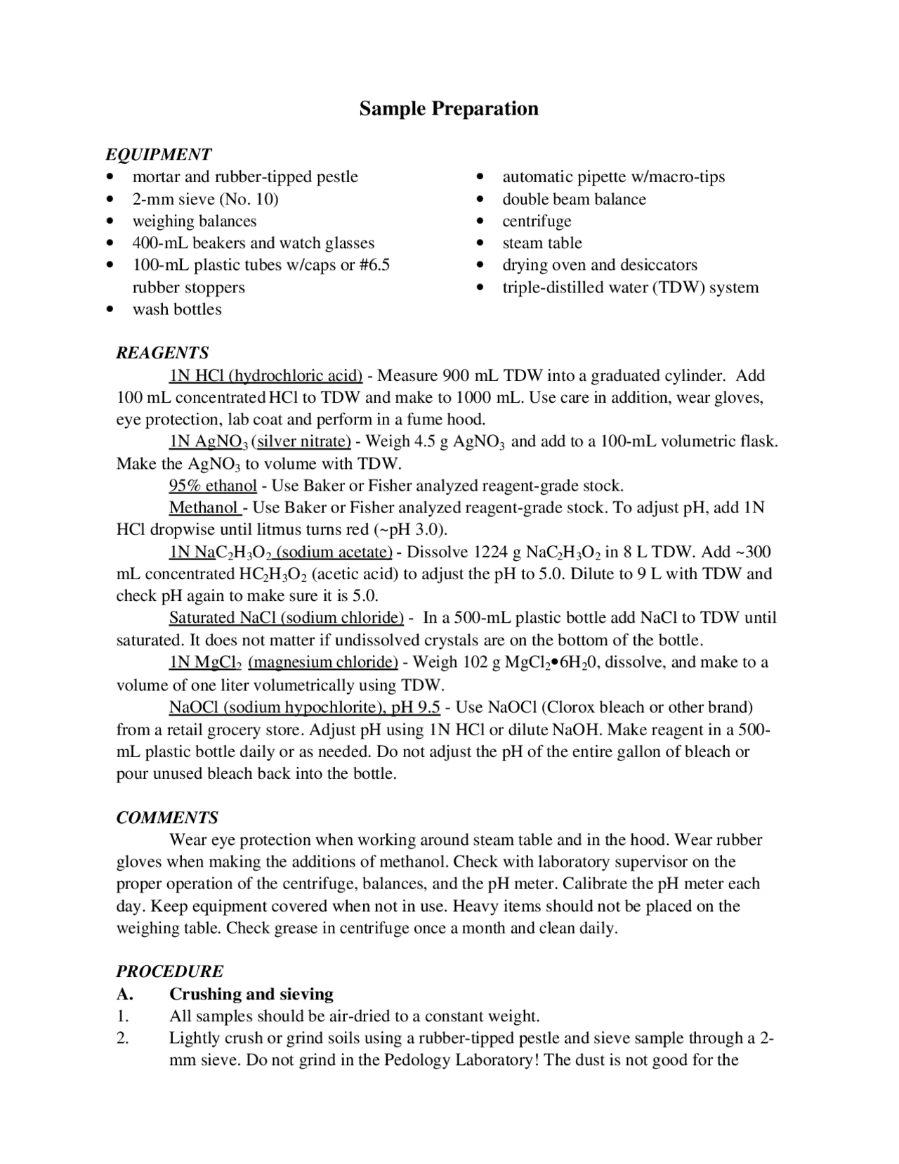 Sample Preparation - Soil Mineralogy | SOIL 526 | Lab Reports ...