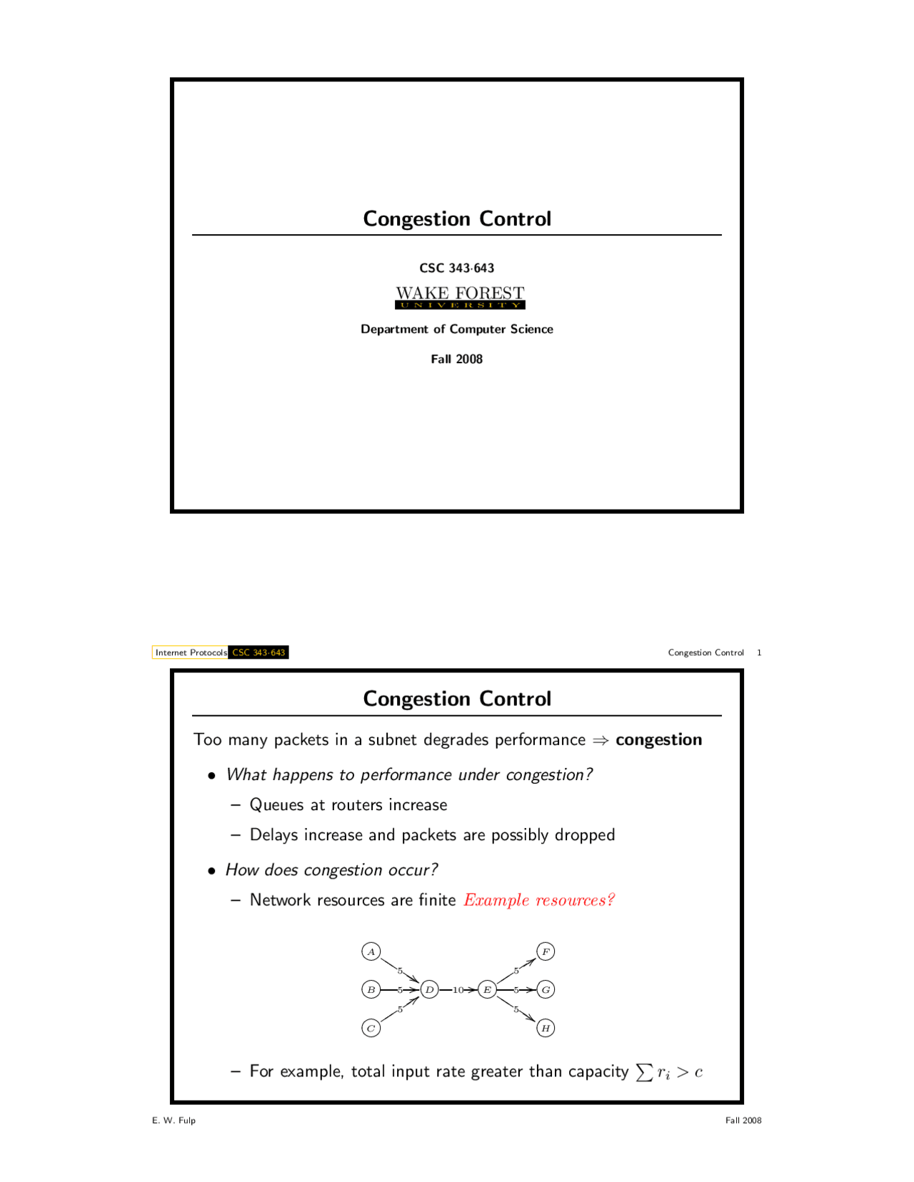 Congestion Control Lecture Slides Csc 343 Docsity