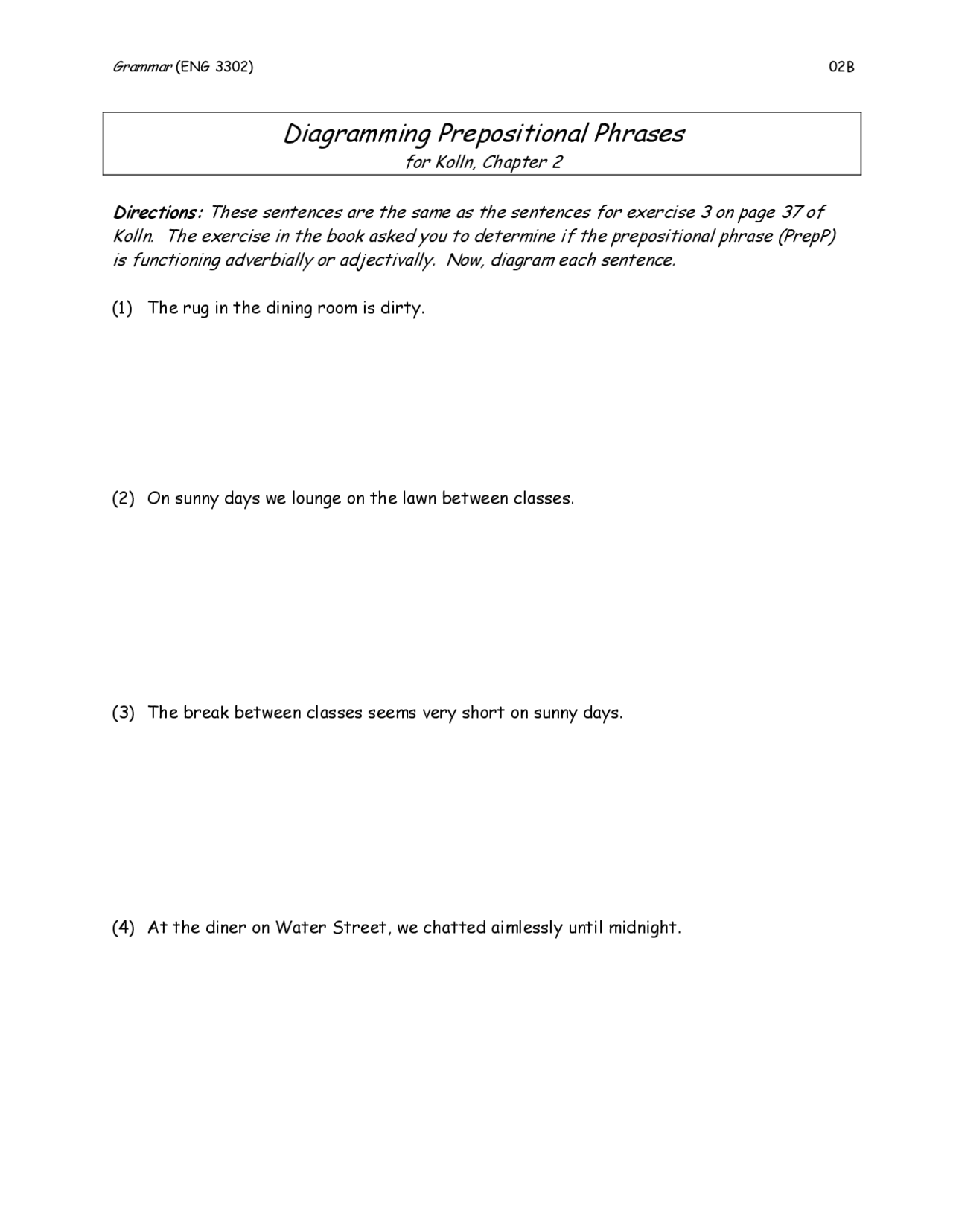Diagramming Prepositional Phrases - Modern English Grammar | ENG 3302 ...