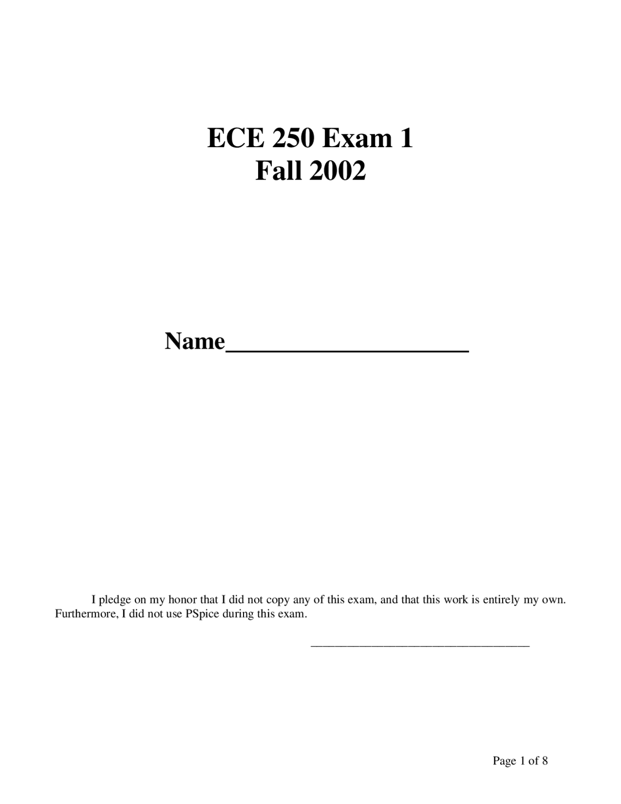 4 Problems On Electronic Device Modeling Practice Exam 1 Ece 250