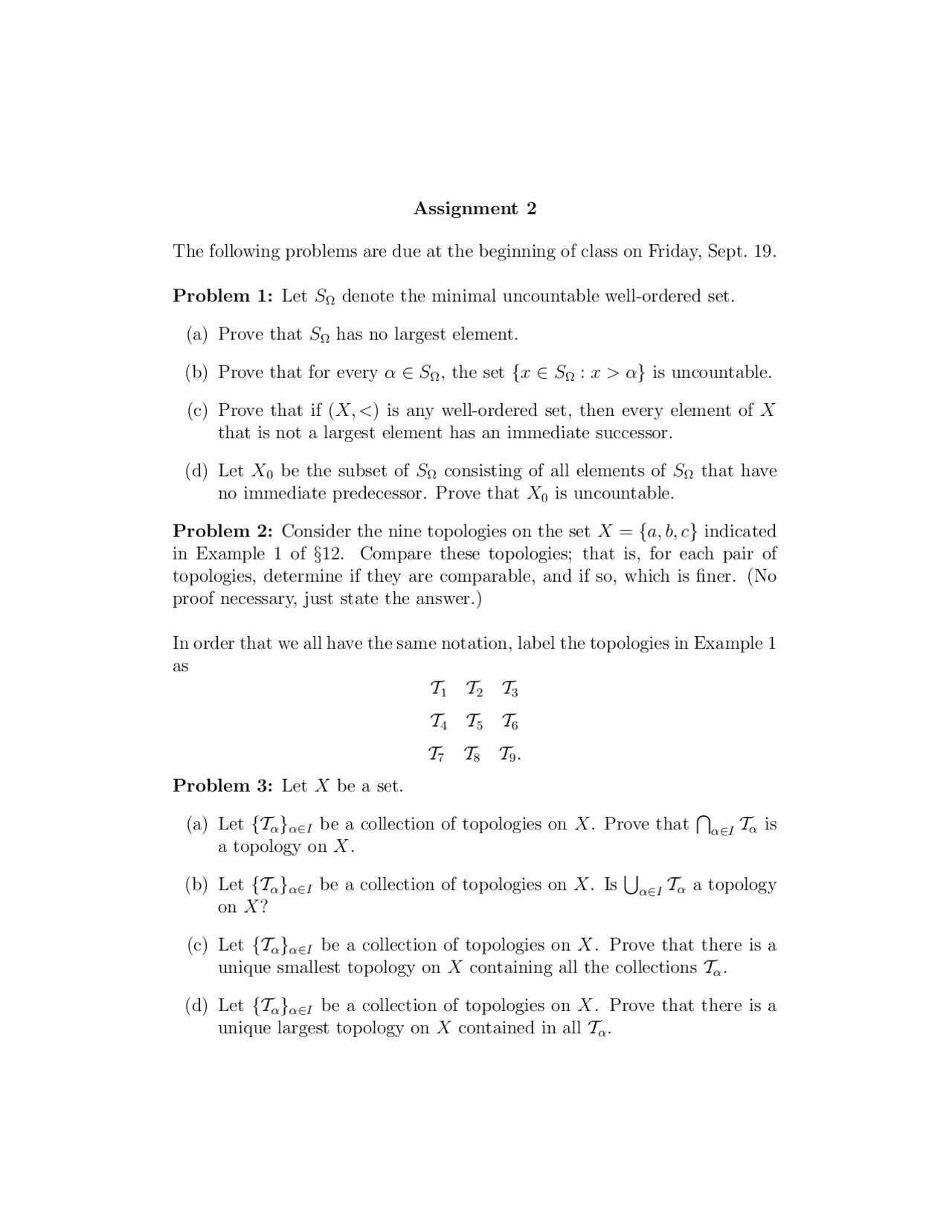 Assignment 2 Practice Questions Topology Math 6342 Docsity