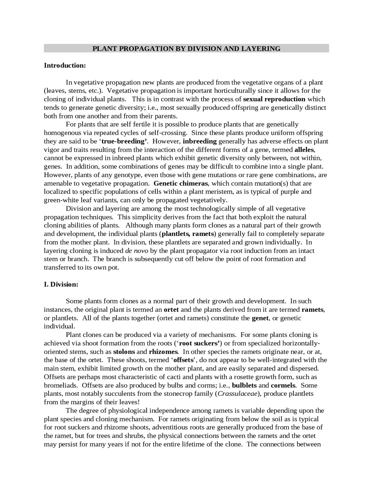 Plant Propagation by Division and Layering - Lecture Notes | HORT 101 ...