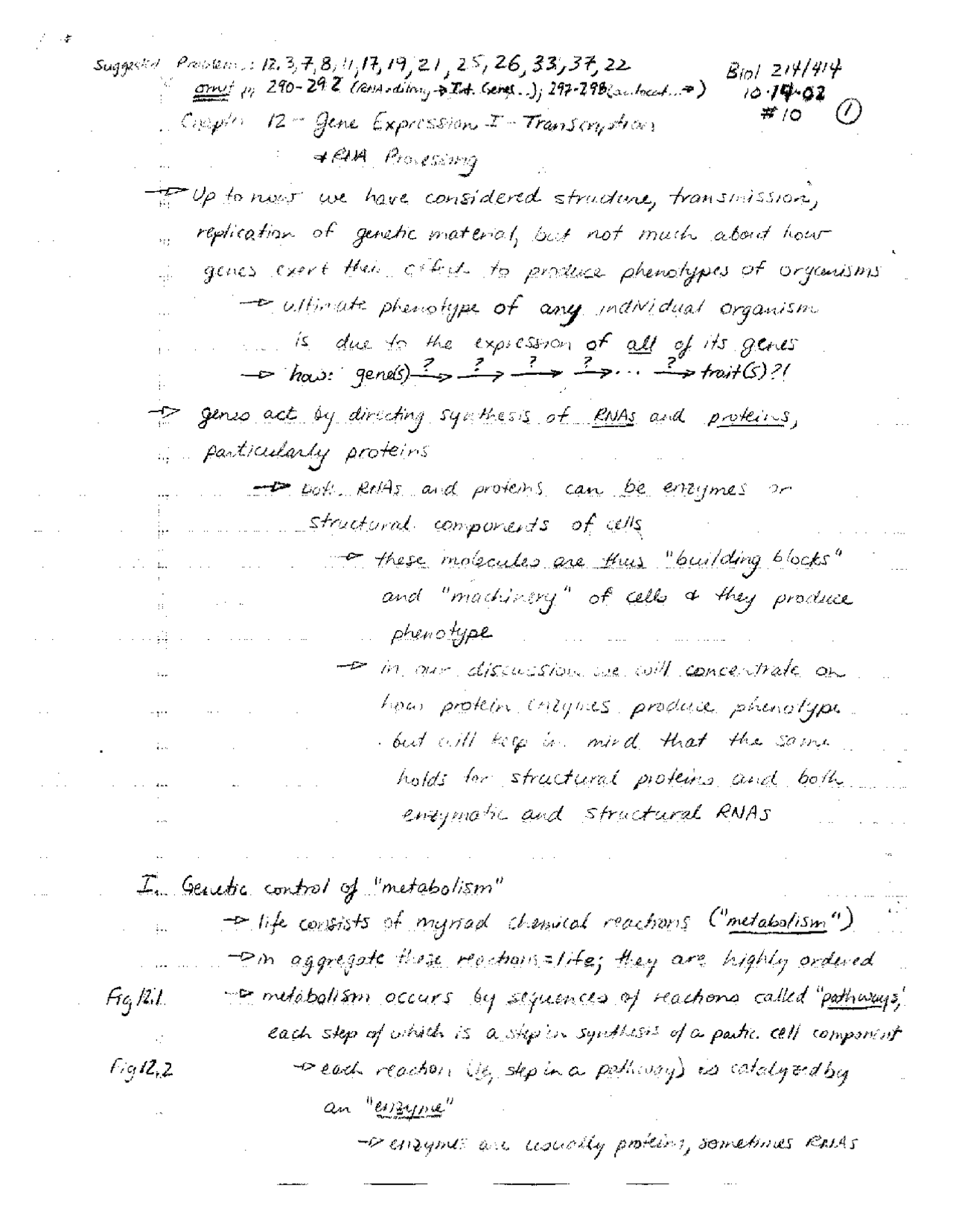 Gene Expression I Transcription And Rna Processing Handwritten
