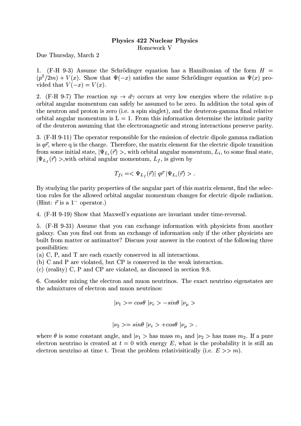 Homework 5 Questions For Review Exam Nuclear Physics Phgn 422 Docsity