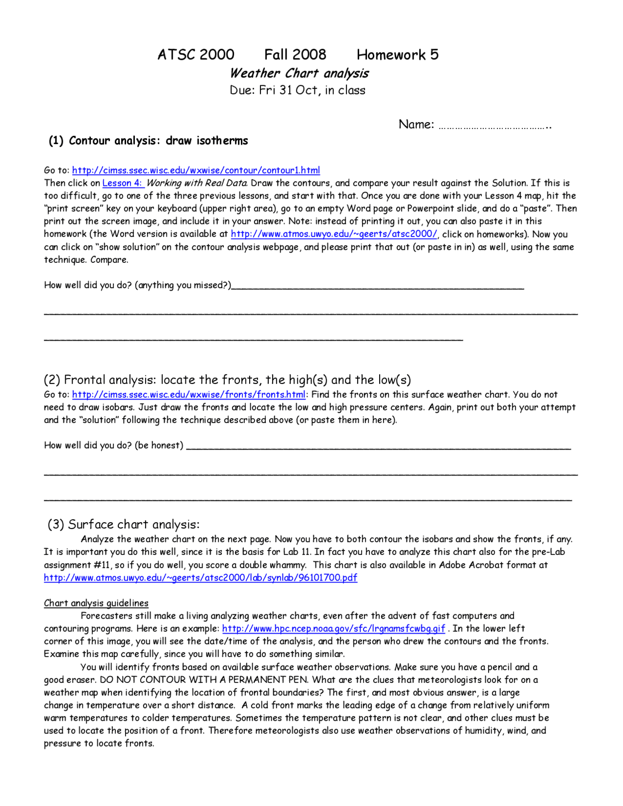 Weather Chart Analysis Introduction To Meteorology Atsc 2000 Docsity