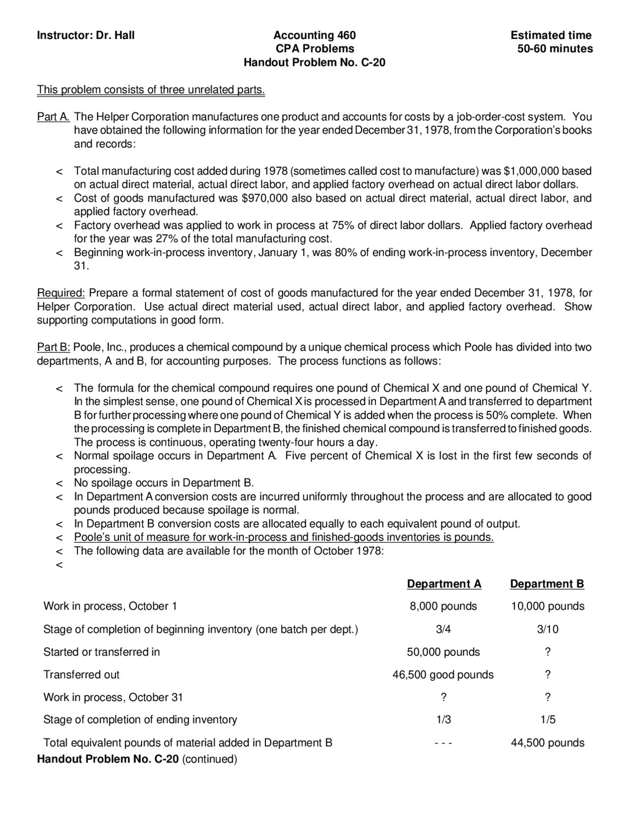 Assignment Problems Cpa Problems Acct 460 Assignments Accounting