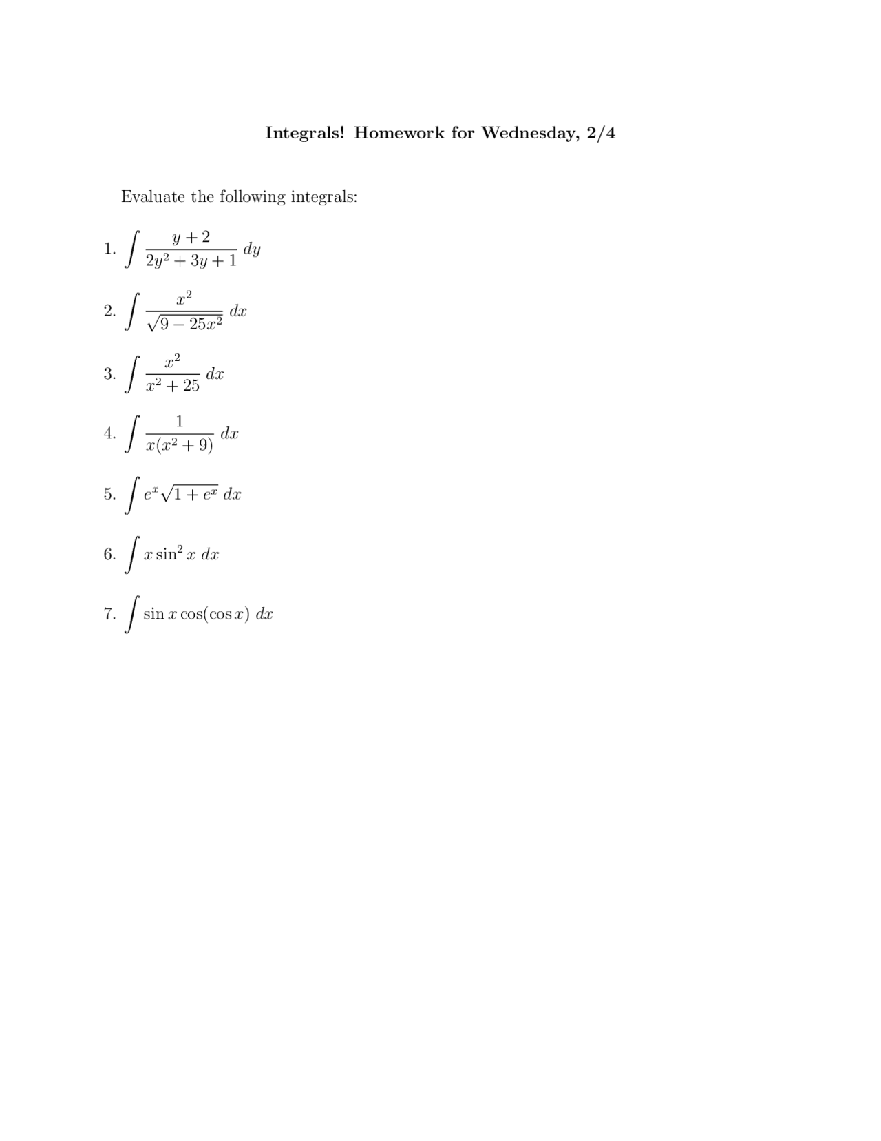 7 Integrals Homework Problems on Calculus and Analytic Geometry | MATH ... 7 Integrals Homework Problems on Calculus and Analytic Geometry | MATH ...