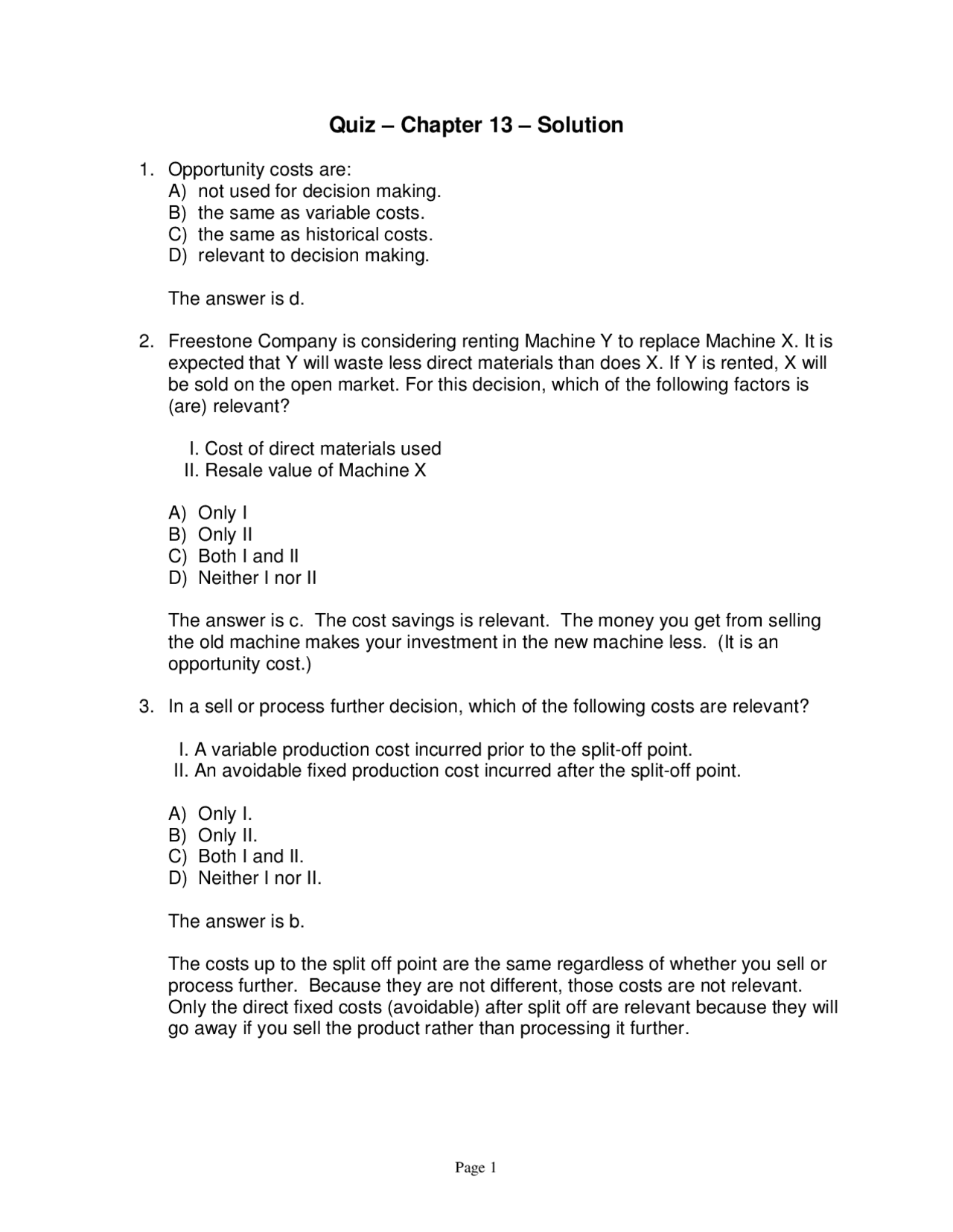 10 MCQs on Cost Accounting for Managers with Answers Key | ACCT 310 | Quizzes Cost Accounting ...
