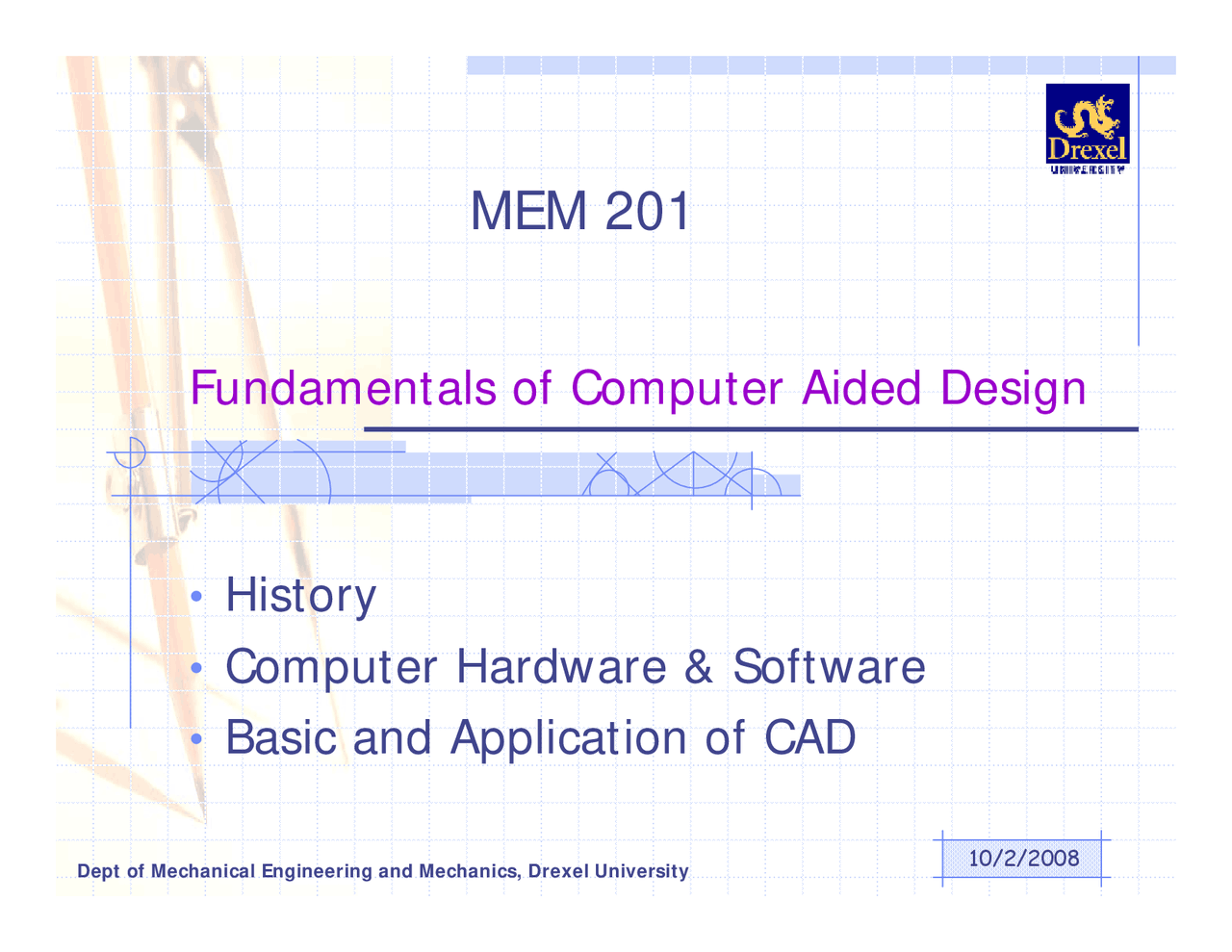 Foundations of Computer Aided Design - Notes | MEM 201 - Docsity