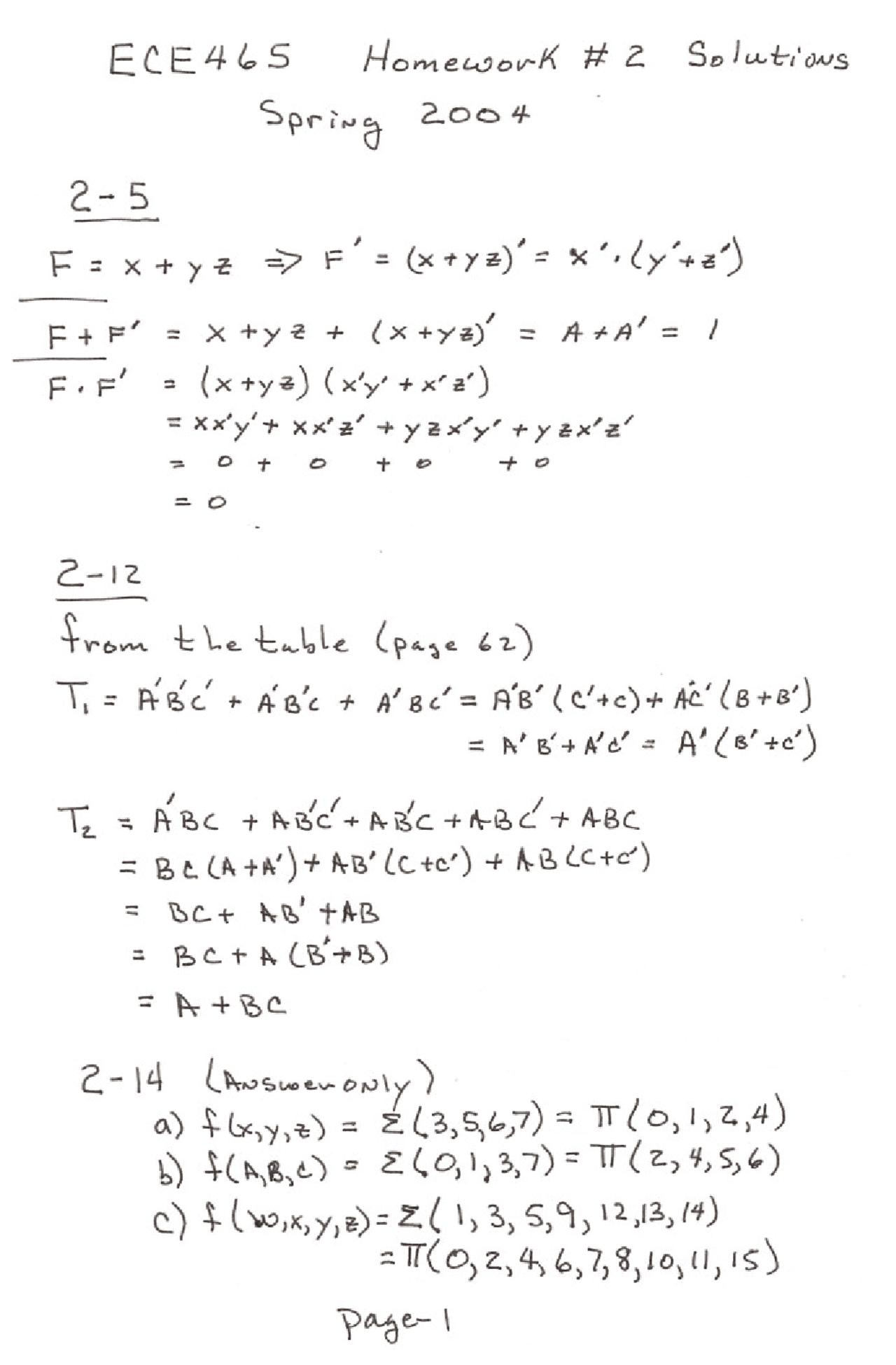 Homework 2 Solutions For Digital Systems Design Ece 465 Docsity